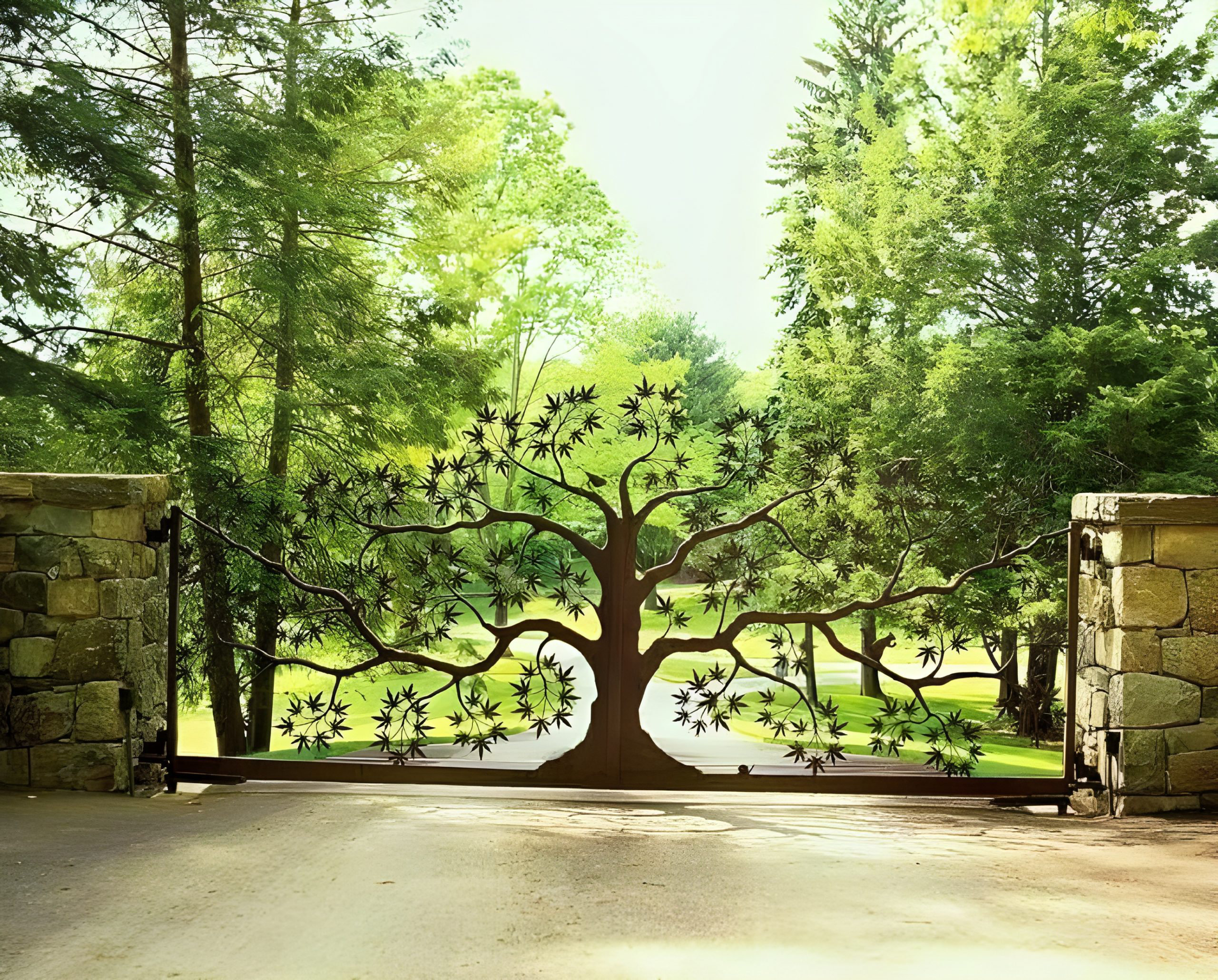 TAIMCO Model 129 Beautiful Laser Cut Tree Design Mild Steel Driveway ...