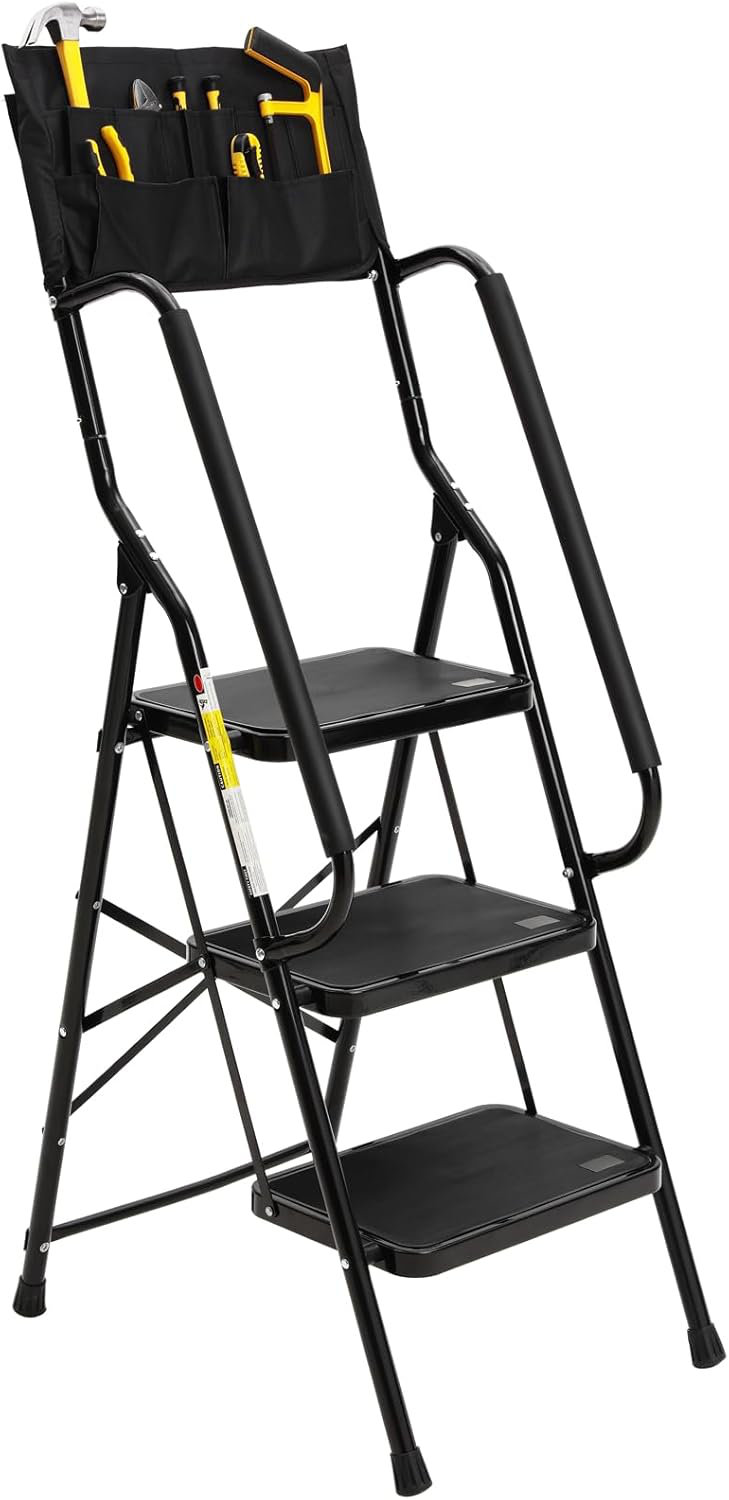 Wildon Home® 3 Step Ladder, Lightweight Portable Folding Sturdy Steel ...