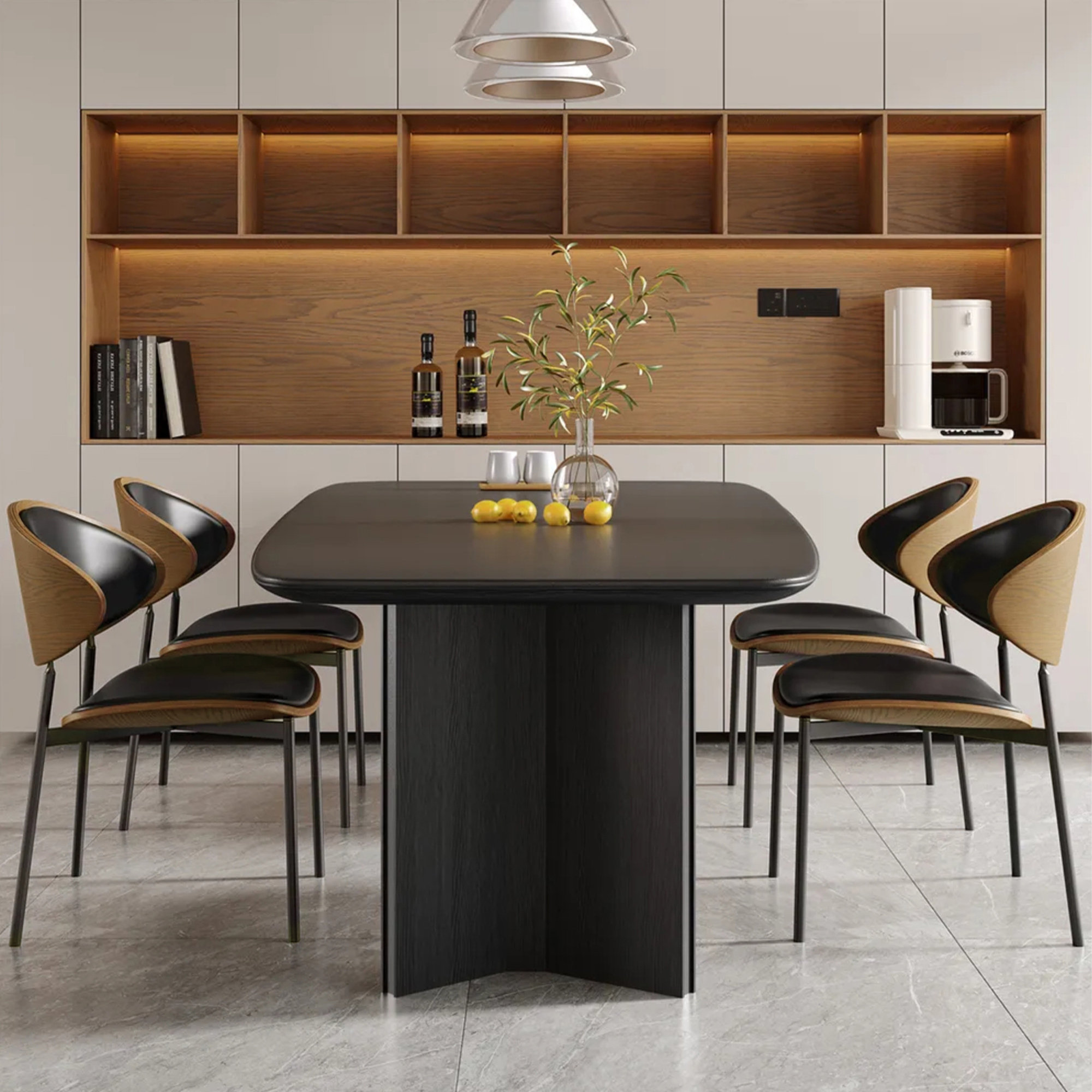 Corrigan Studio Faux Leather Upholstered Kitchen Chairs, Modern Dining ...