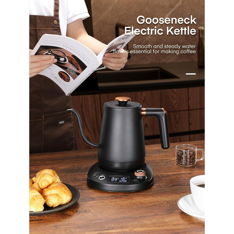 Aiheal Electric Gooseneck Water Kettle, 1200W Rapid Heating,LCD Display ...