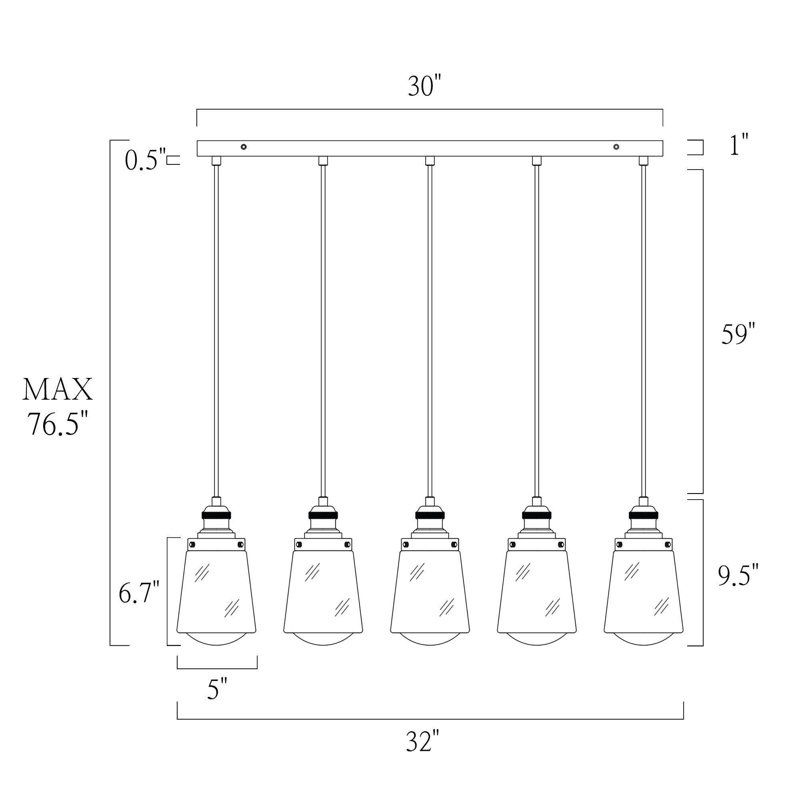 Breakwater Bay 5 - Light Kitchen Island Linear Pendant Light | Wayfair