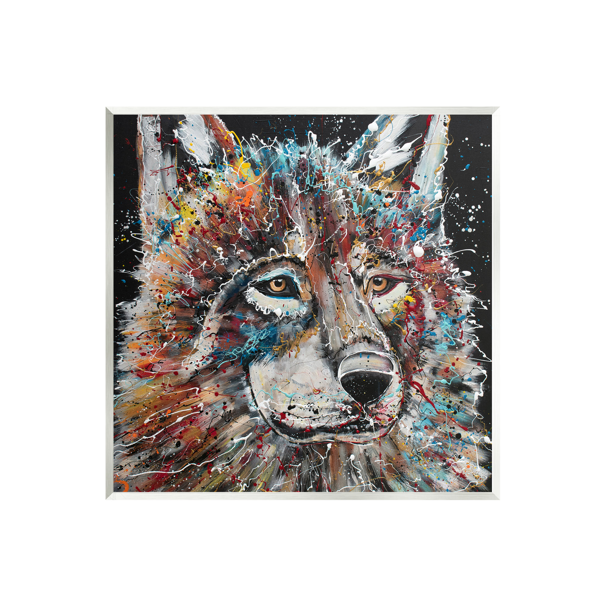 Stupell Industries Urban Wolf Graffiti Face Portrait On MDF by Jen ...