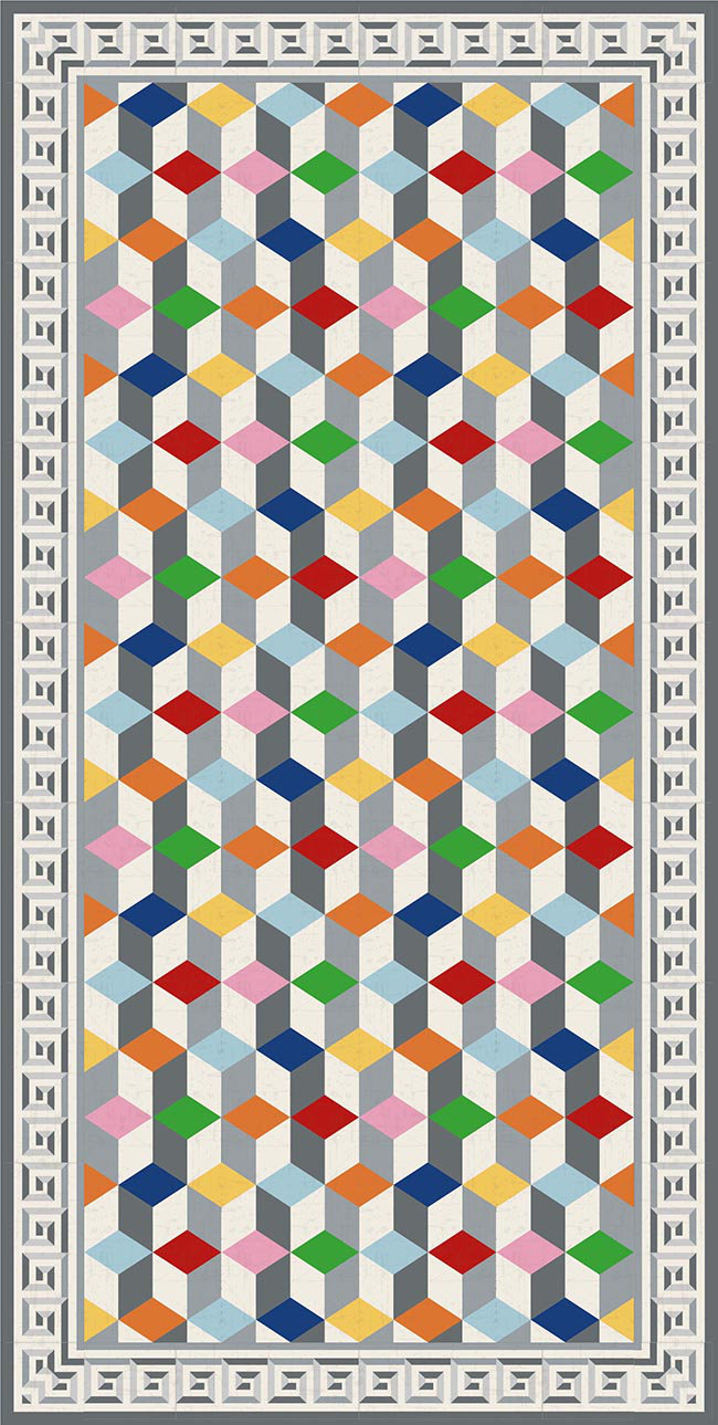 ADAMA LLC Geometric Vinyl Area Rug in Gray | Wayfair