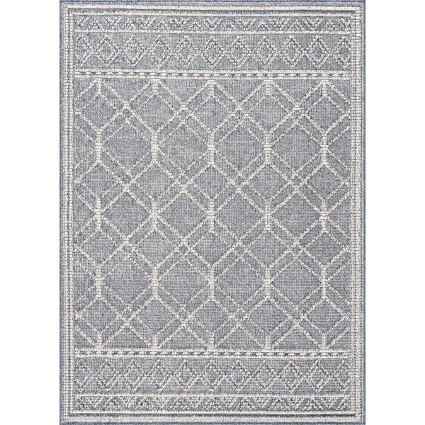 Union Rustic Jaythen Geometric Outdoor Gray Area Rug | Wayfair