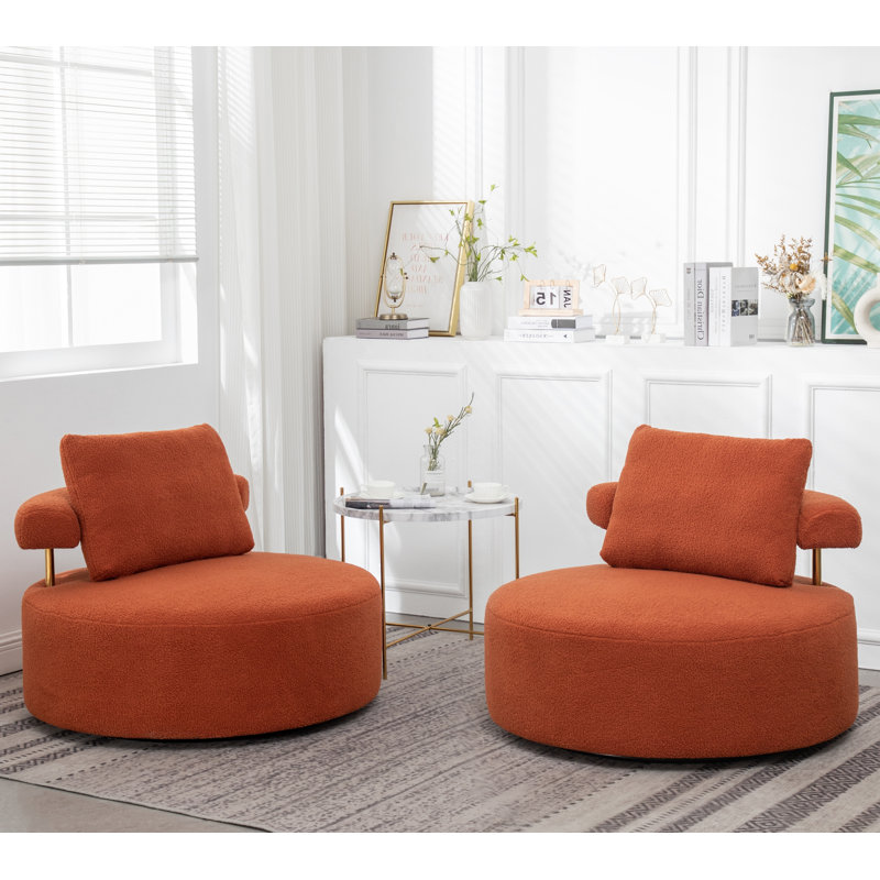 Orren Ellis Chenice Upholstered Swivel Barrel Chair & Reviews | Wayfair