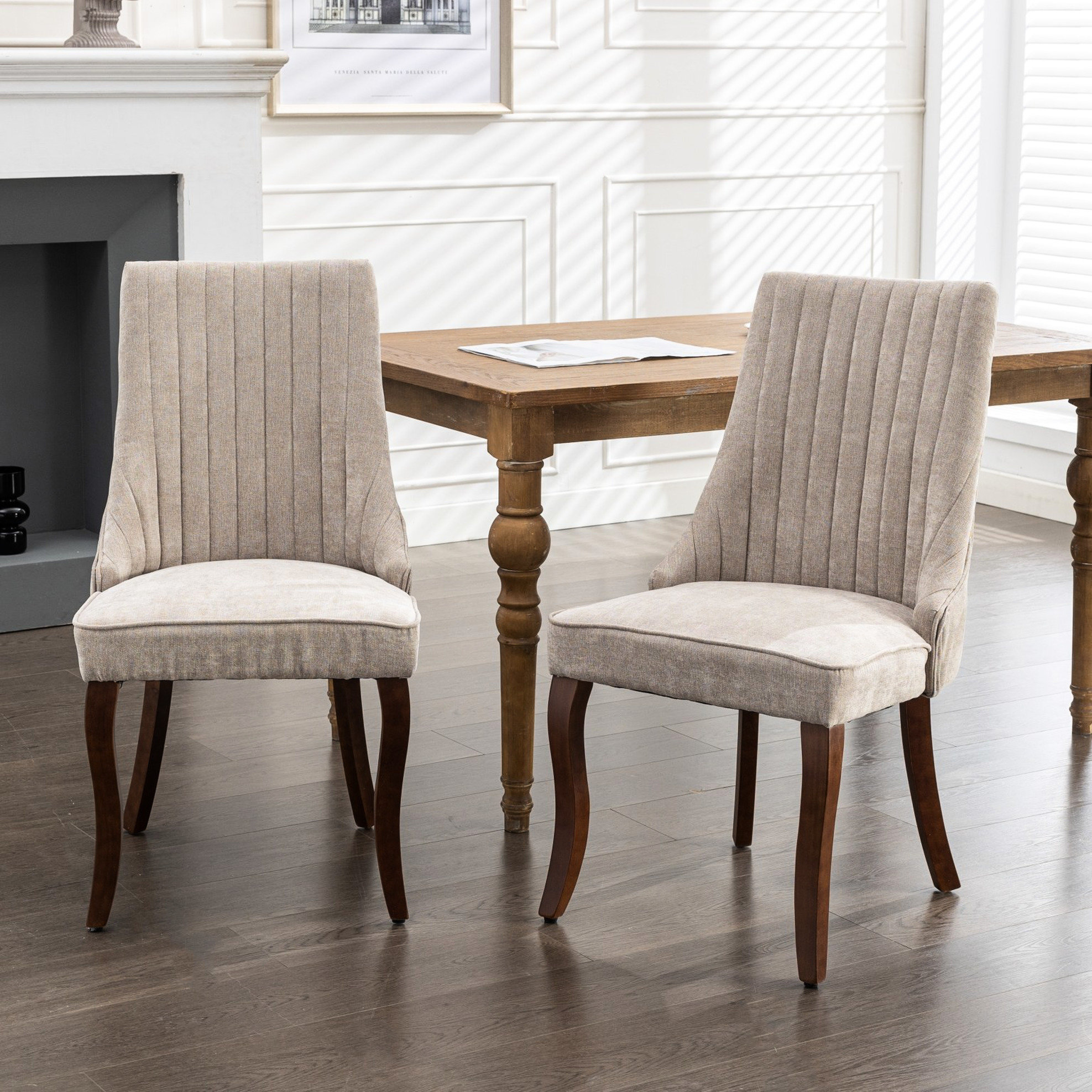 Alcott Hill® 2Pcs Dining Chairs, Rayon Cloth Linen Covered, Strong Back ...