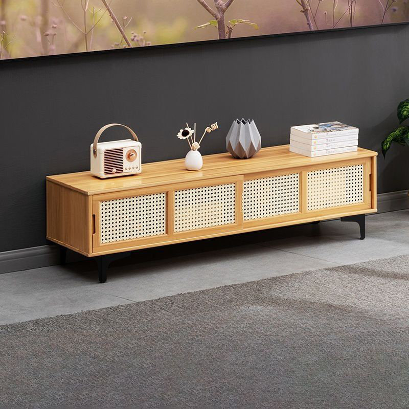 Bay Isle Home™ Bamboo TV Stand 2 Doors with Sliding Door, Modern ...