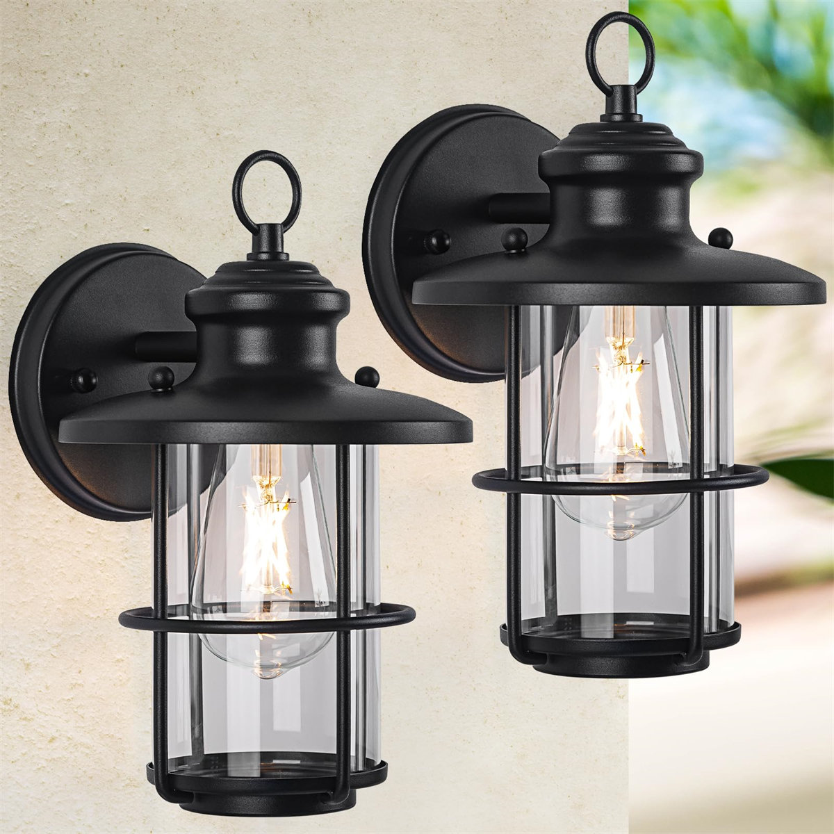 Phantoscope Outdoor Wall Lighting With Clear Glass Shade, Anti-Rust ...