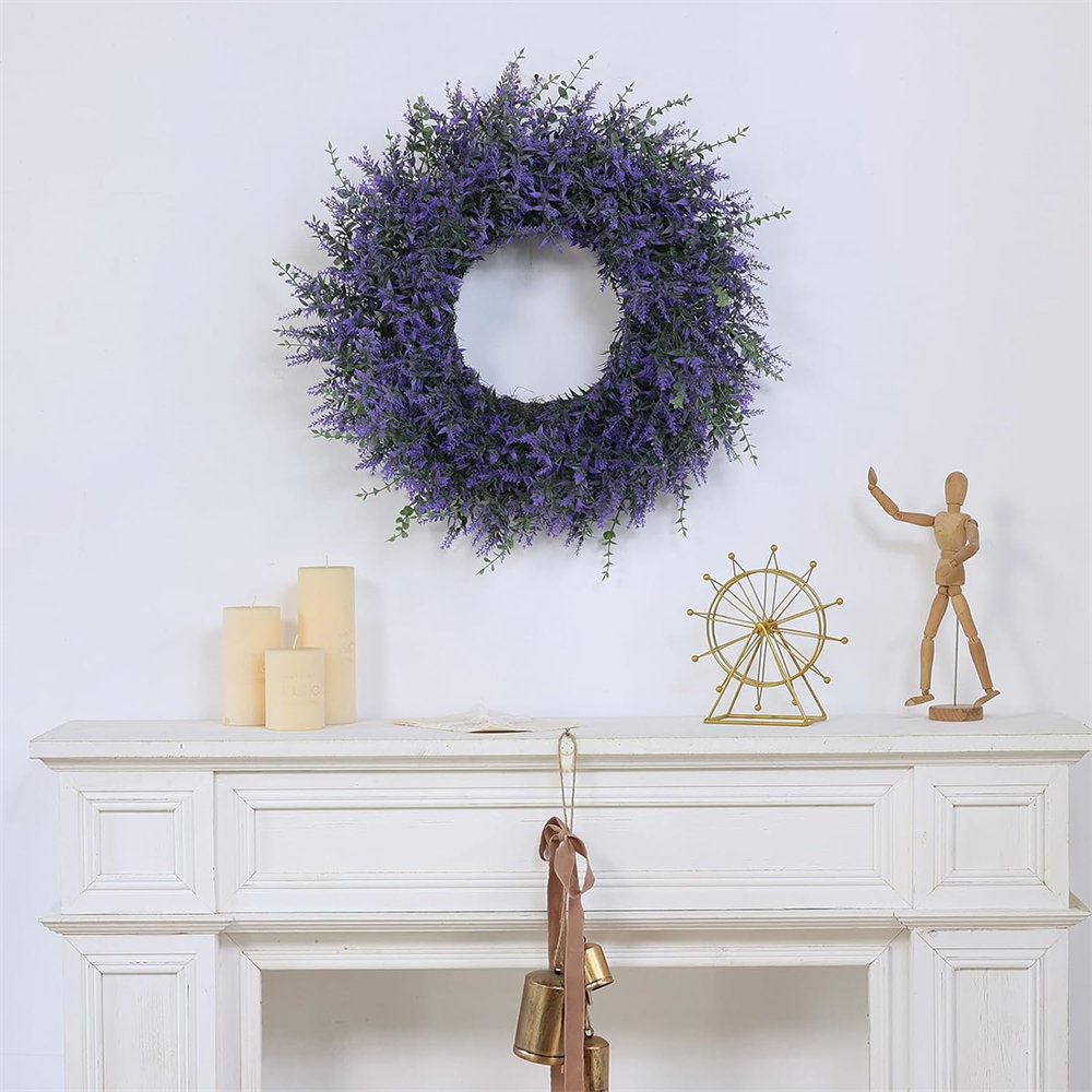 One Allium Way 26" Lavender & Eucalyptus Wreath For Front Door, Porch ...