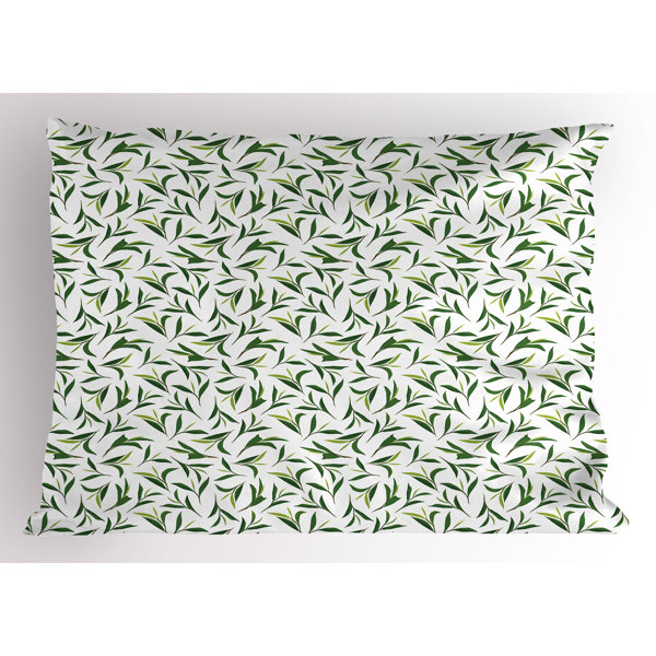 Ambesonne Tea Pillow Sham 2 Pack Green Leaves Botanical Artwork Emerald ...