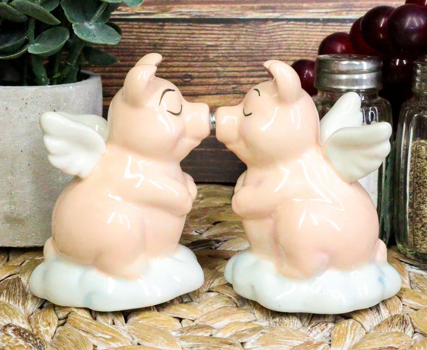 Trinx Magnetic Ceramic Hog Heavens When Pigs Fly Angel Pig Couple On ...