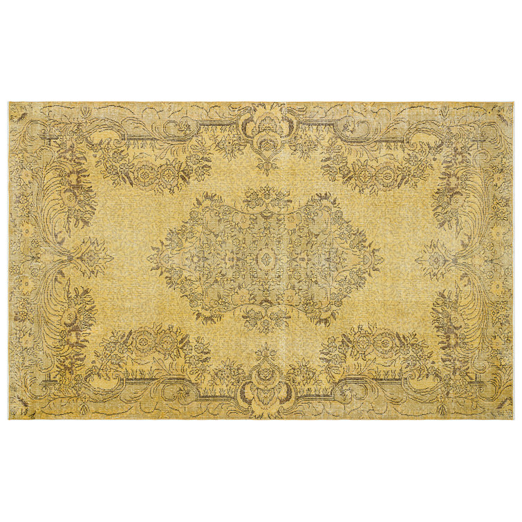 Hargun Vintage Oriental Hand Woven Hand Knotted 191 X 305 Yellow Area ...