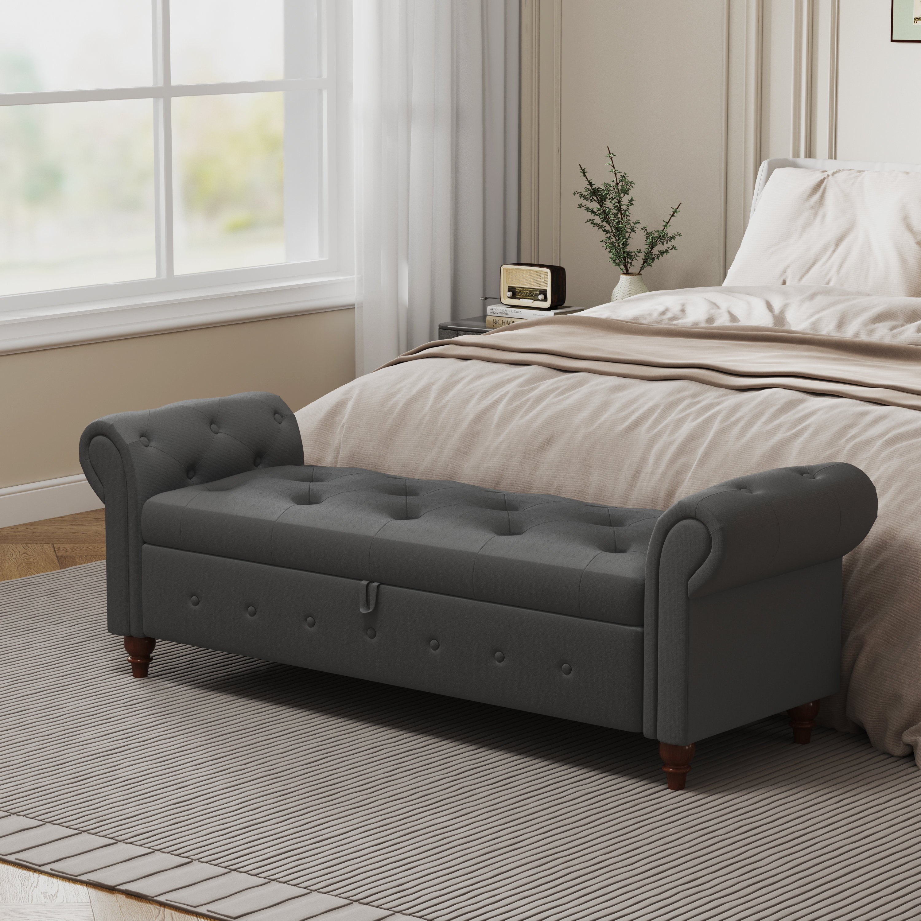 Alcott Hill® Conring 63" Tufted Storage Bench, Upholstered Storage ...
