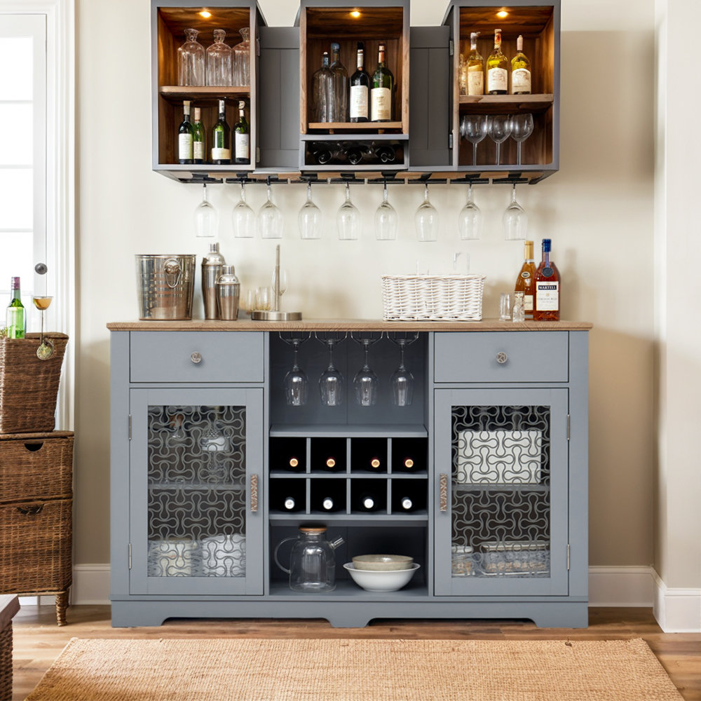 iYofe 56''W Farmhouse Sideboard Buffet Bar Cabinet Modern Storage ...