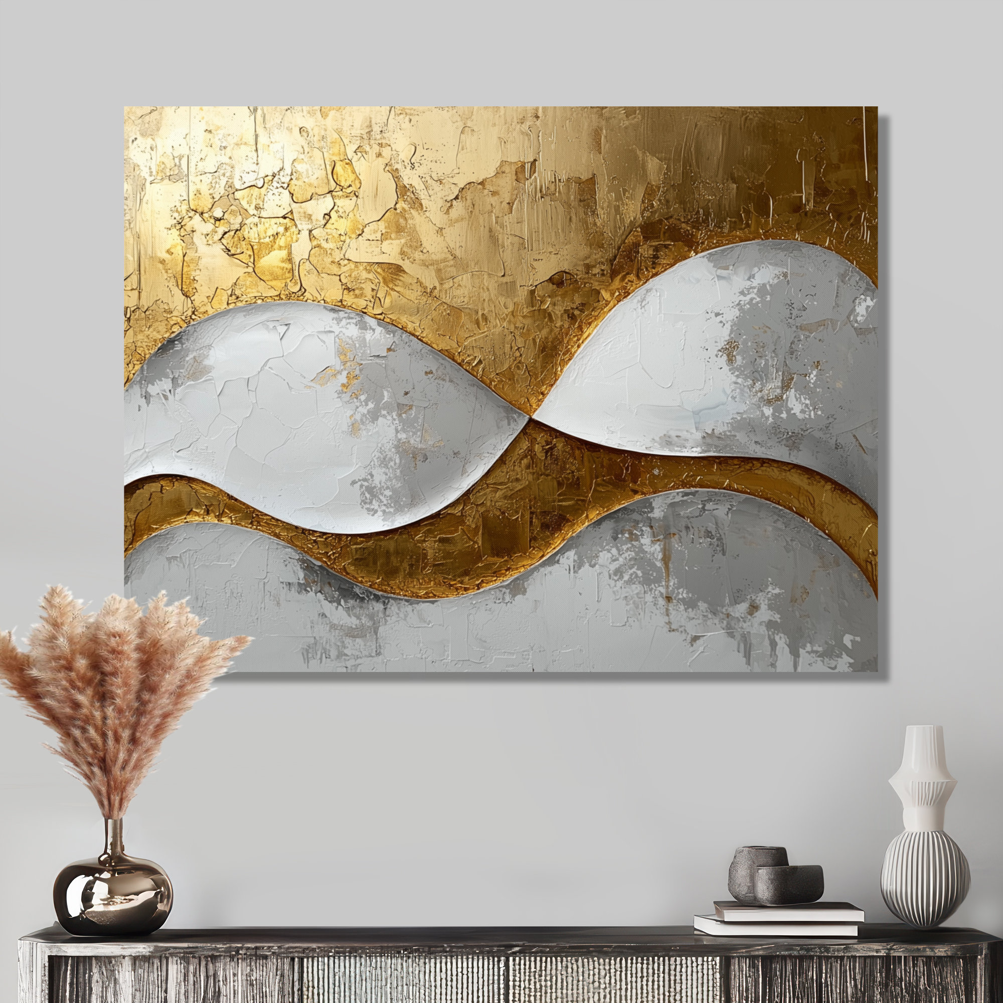 Mercer41 Abstract Waves Of Introspection In Gold And White IV ...