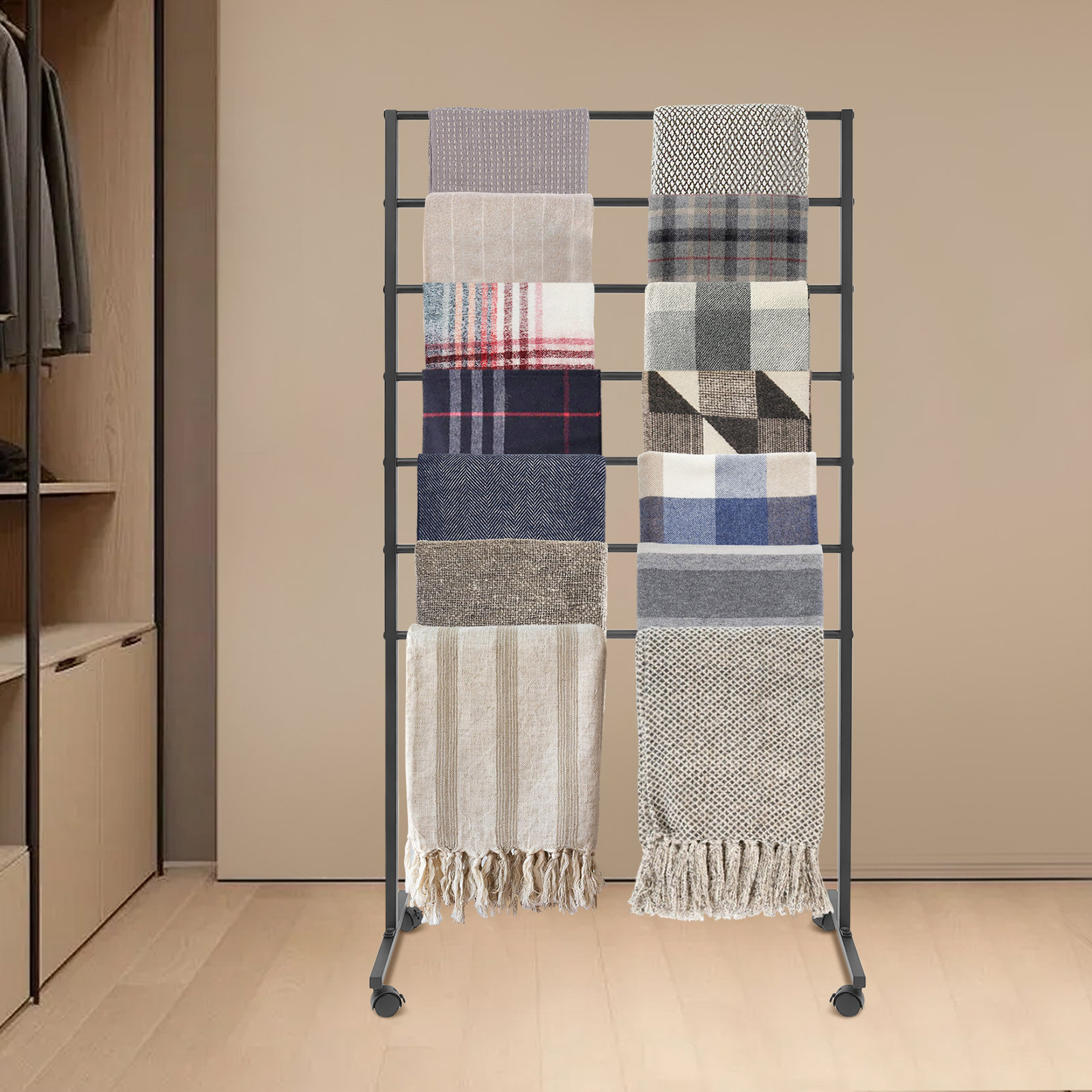 Latitude Run® 7-Tier Freestanding Metal Scarf Holder Display Rack ...