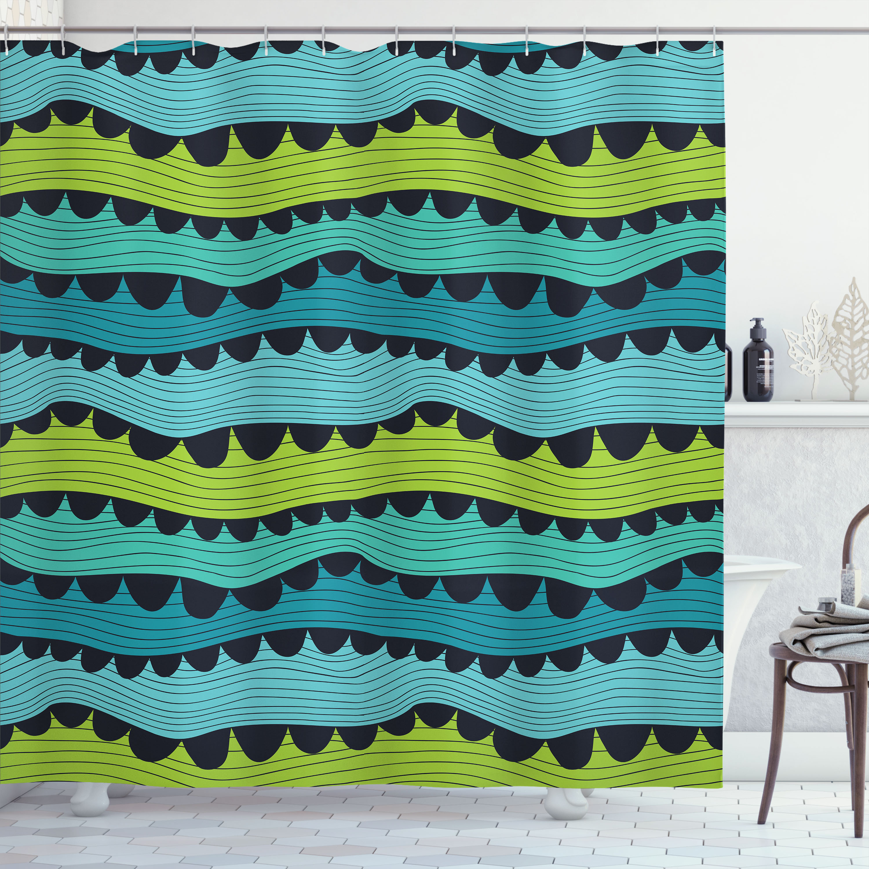 George Oliver Abstract Shower Curtain Waves Art Multicolor | Wayfair