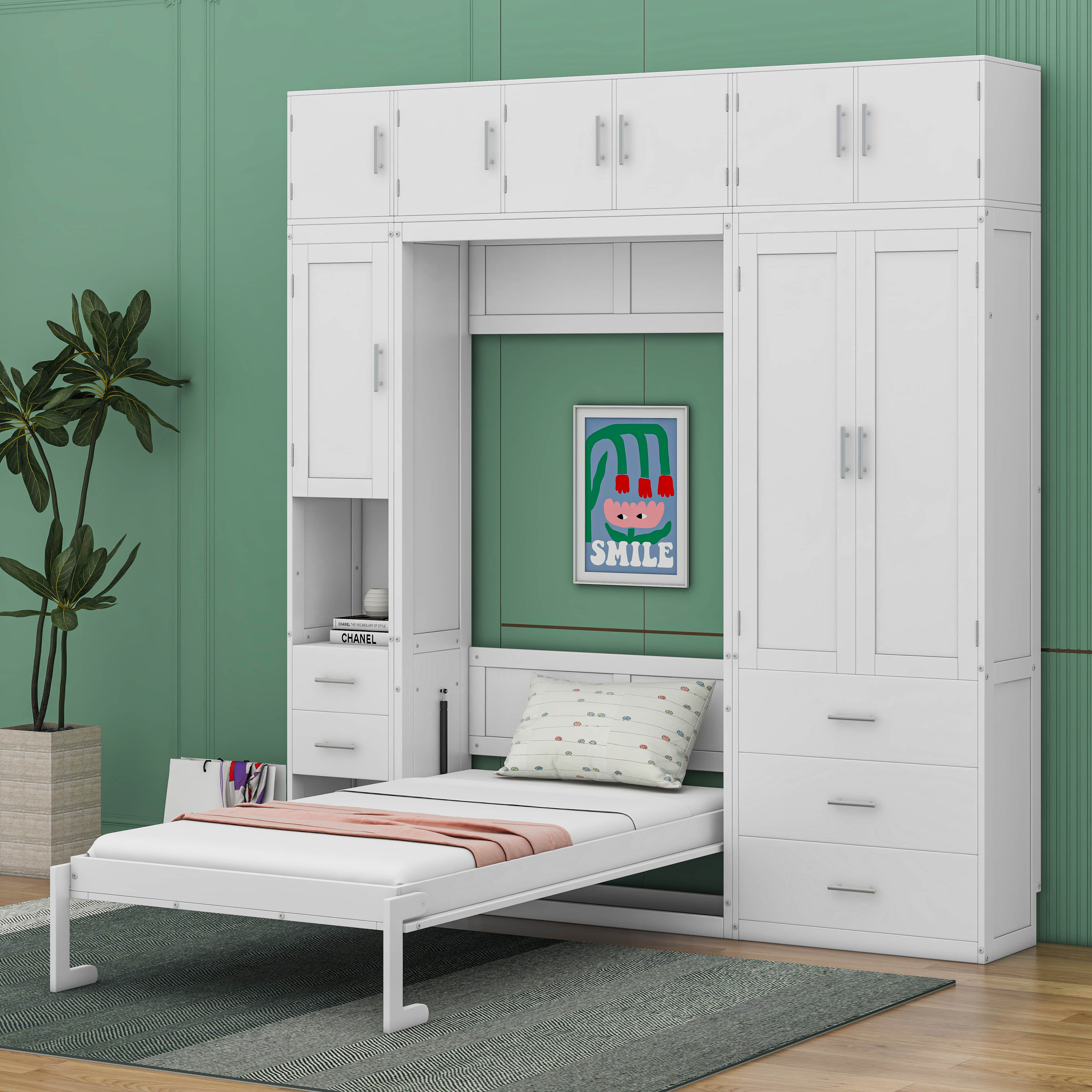Cosmic Murphy Bed With Lockers And Wardrobes, With Installation Video ...