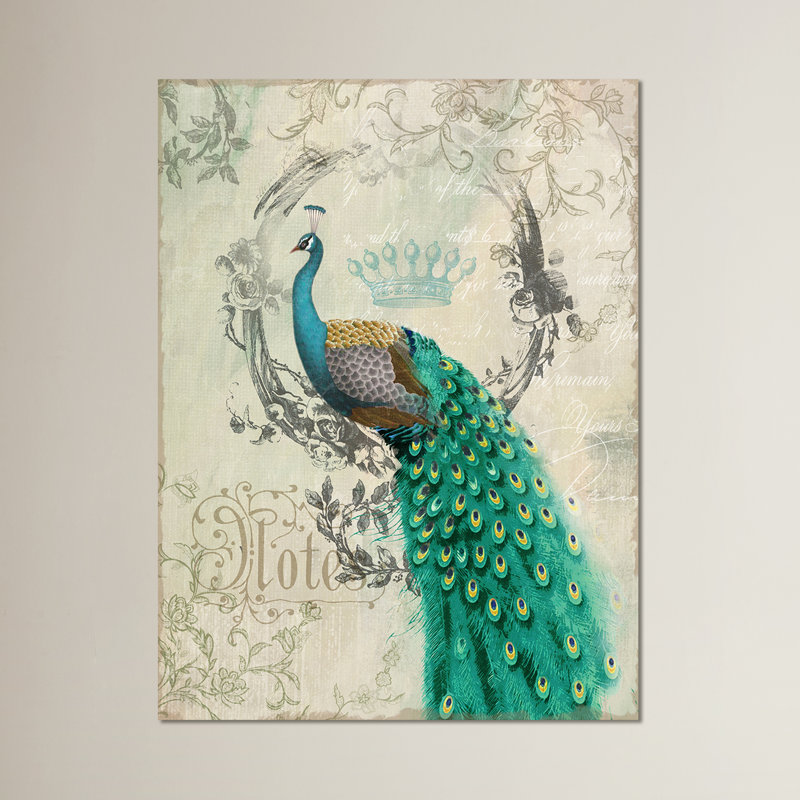 House of Hampton® Peacock Poise Graphic Art on Wrapped Canvas & Reviews ...