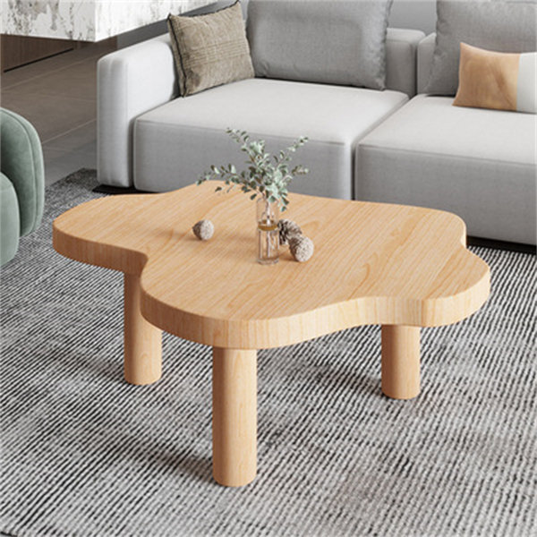 Ivy Bronx Leaton Cloud Shape Irregular Wood Coffee Table,Round Corner ...