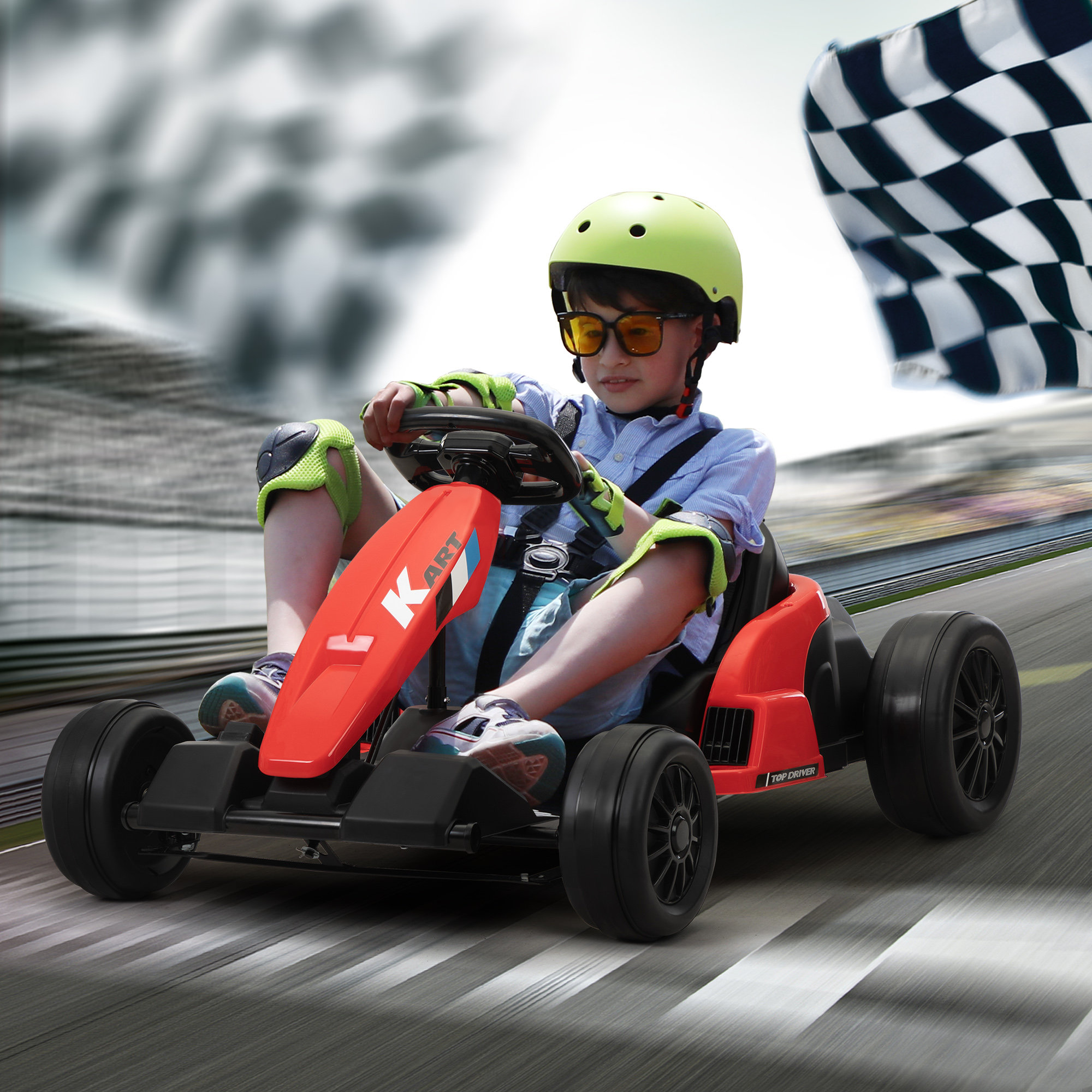 TOBBI_TOYS 24V Kids Power Wheels Ride on Toy Go Kart with One-Button ...