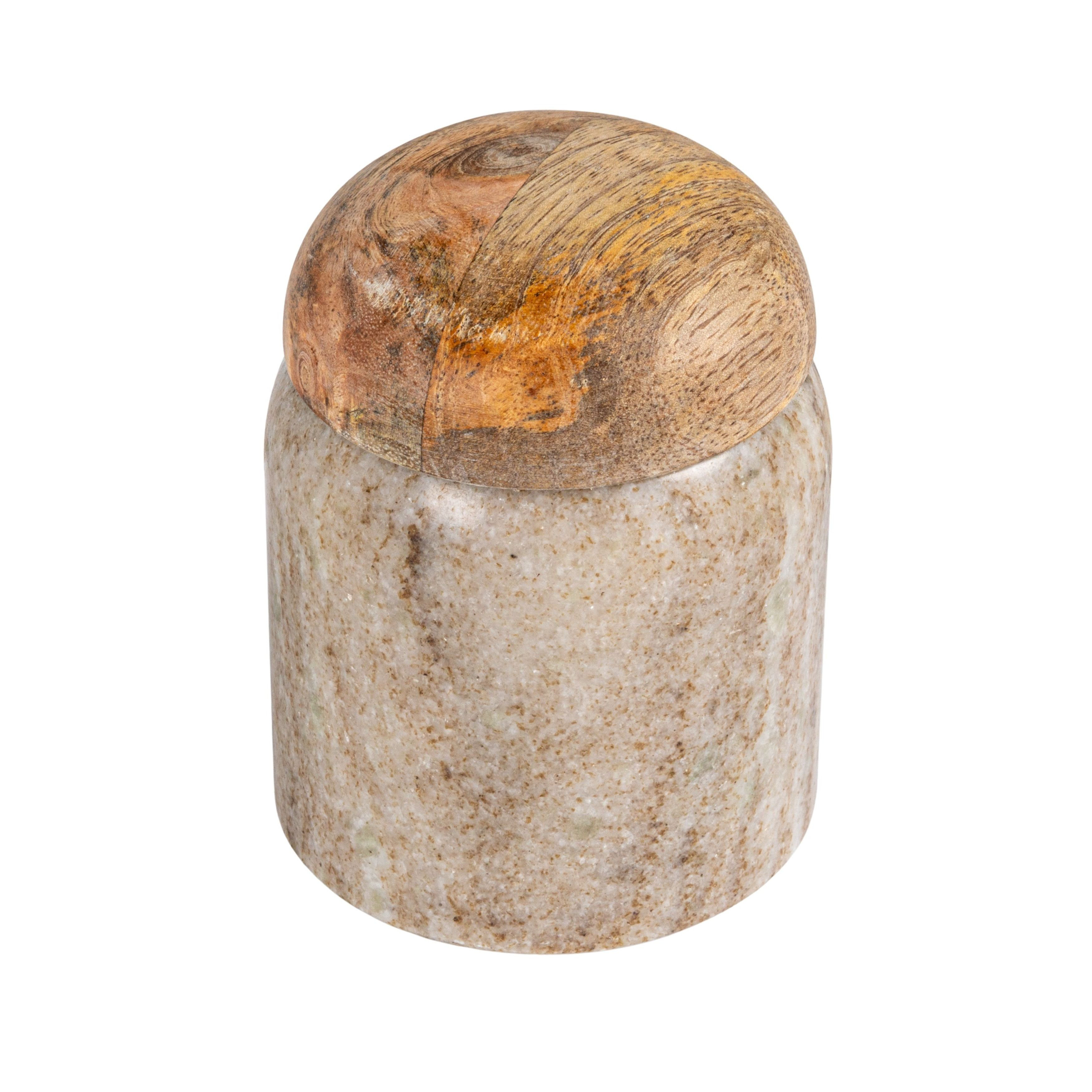Gracie Oaks Eliza Marble and Mango Wood Pinch Pot with Lid | Wayfair