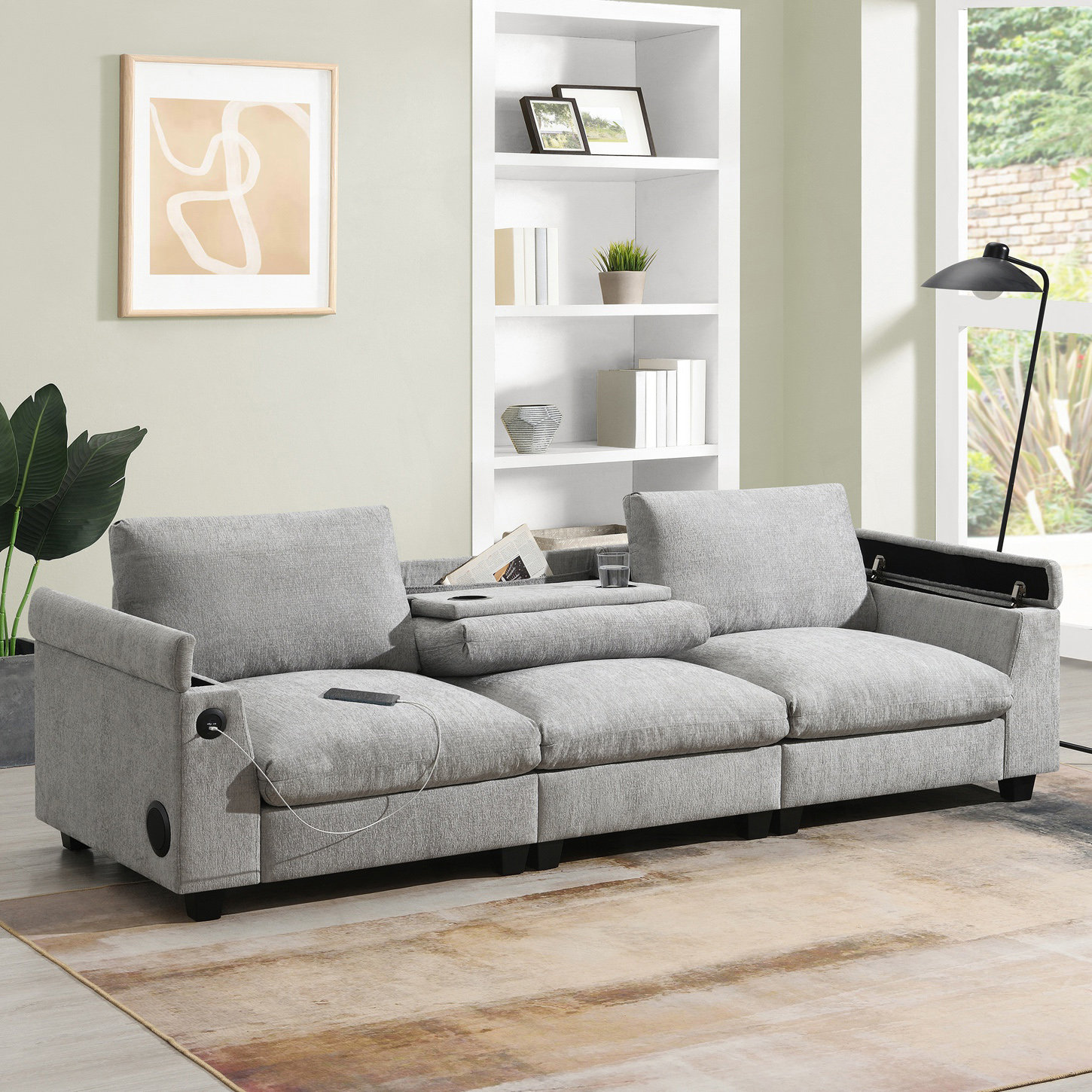 Dynoson Sectional Sofa With Bluetooth Speaker, Comfy Cloud Couch Set ...