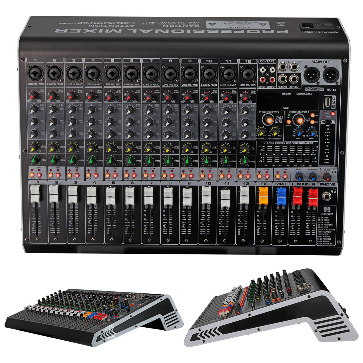 5 Core Audio Mixer 8 Channel DJ Controller Professional Sound Board ...