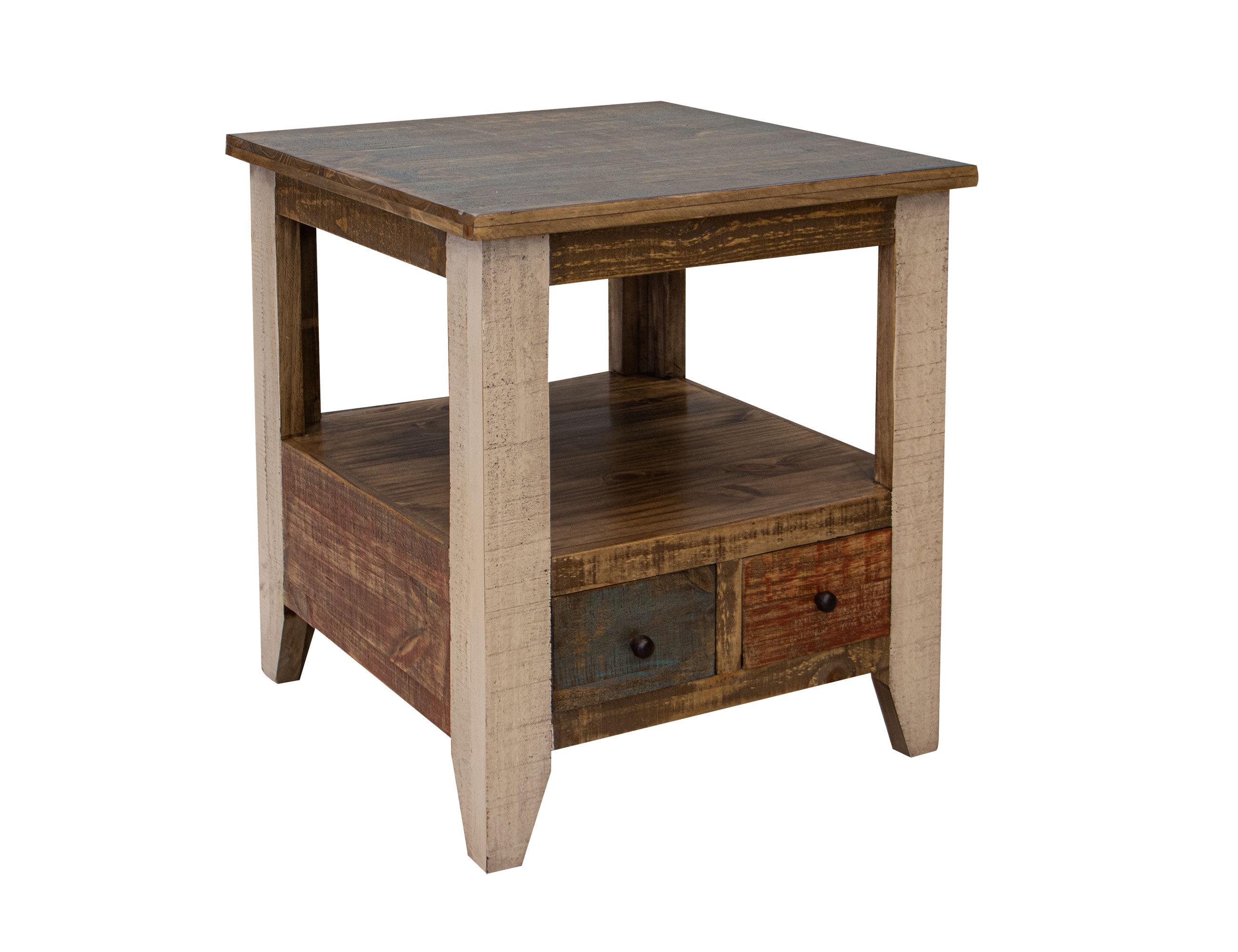 International Furniture Direct Antique Multicolor End Table With 2 ...