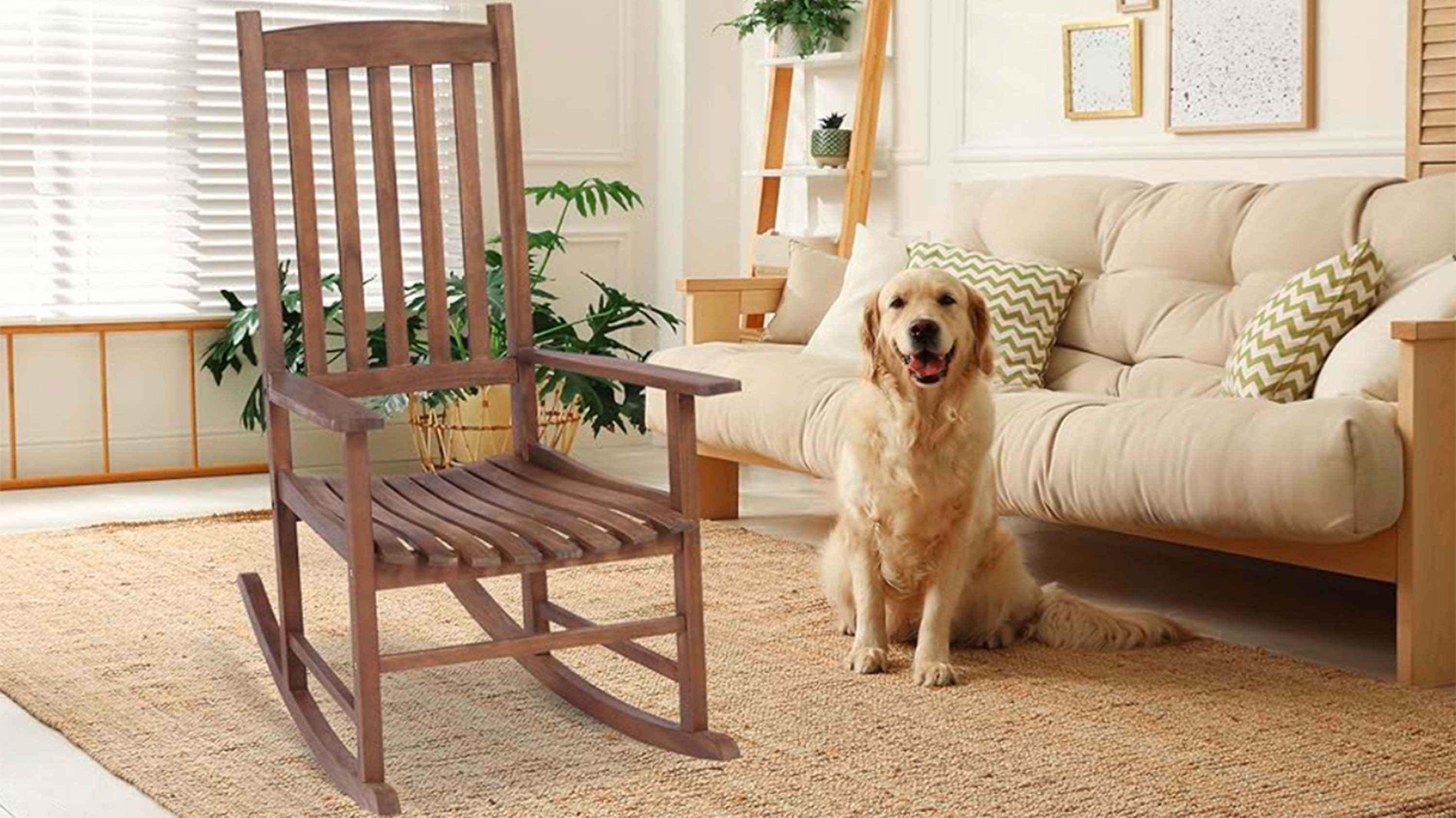 Charlton Home® Outdoor Acacia Wood Rocking Chair Brown, Rustic ...