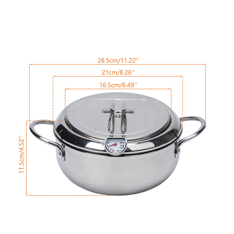 Espiron Optimum Deep Fryer Pot Tempura Frying Pan 304 Stainless Steel ...