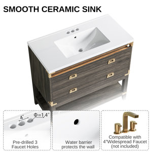 Breakwater Bay Wooden Bathroom Vanity With & Ceramic Sink Motion Sensor ...