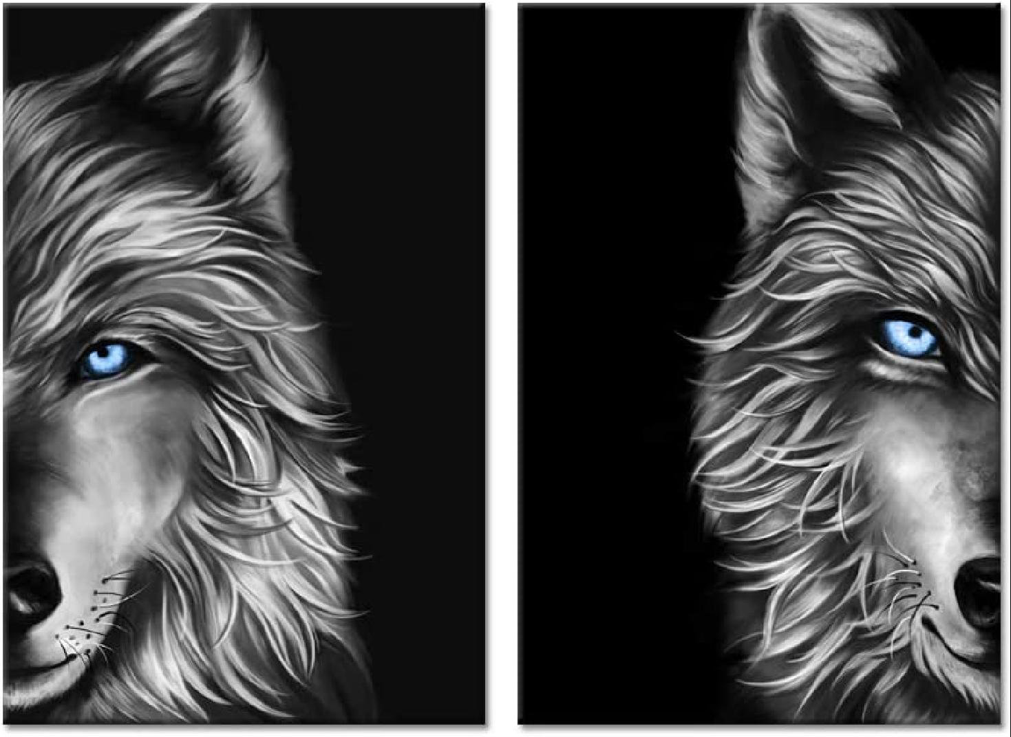 Black And White Wolf Painting