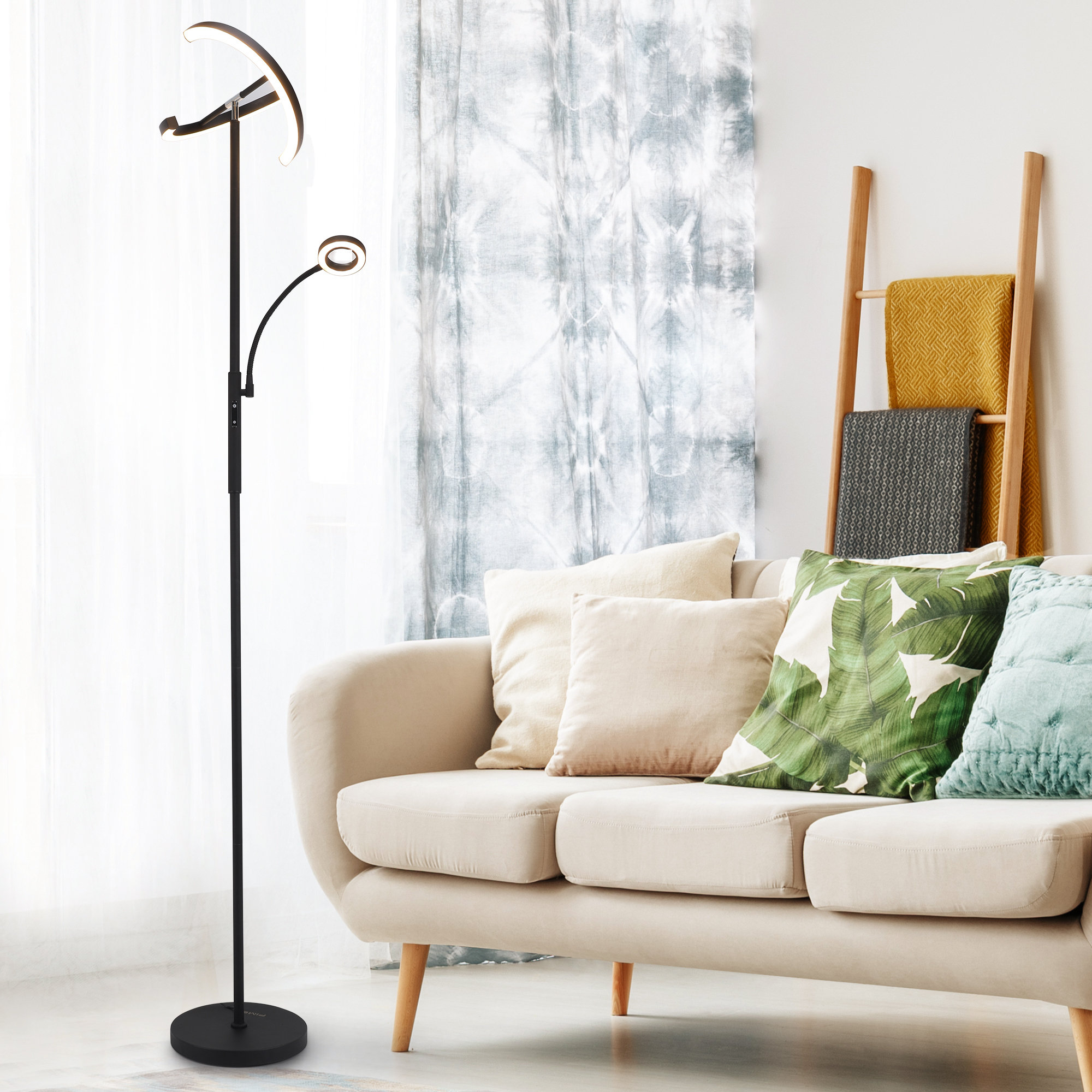 Ivy Bronx 68.9" Dimmable Modern LED Torchiere Standing Floor Lamp ...