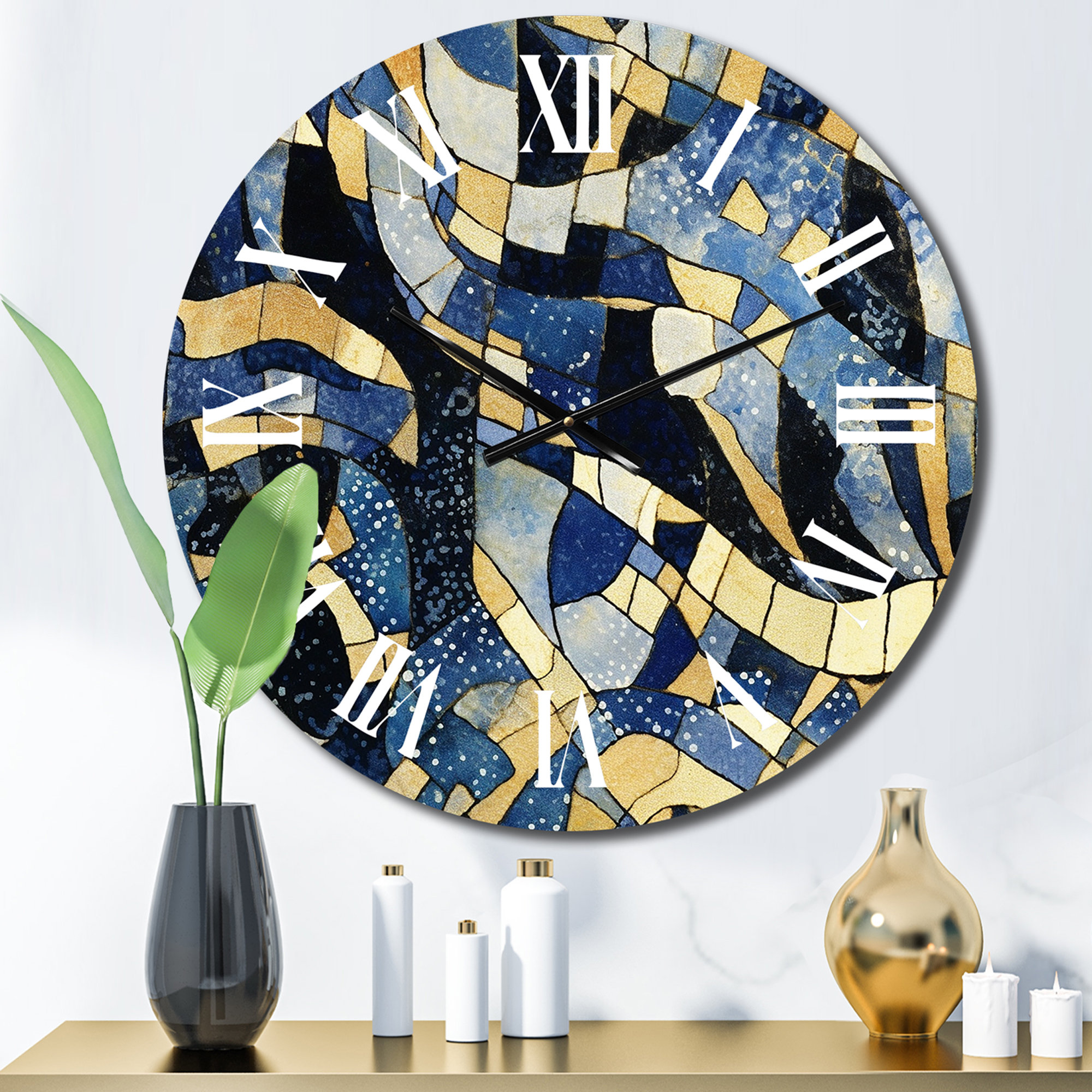 Design Art Abstract Pattern With Blue & Golden Textures XVII Metal Wall ...