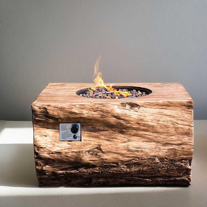 DirectWicker Dangelo Rectangle Stone Propane Smokeless Fire Pit Table ...