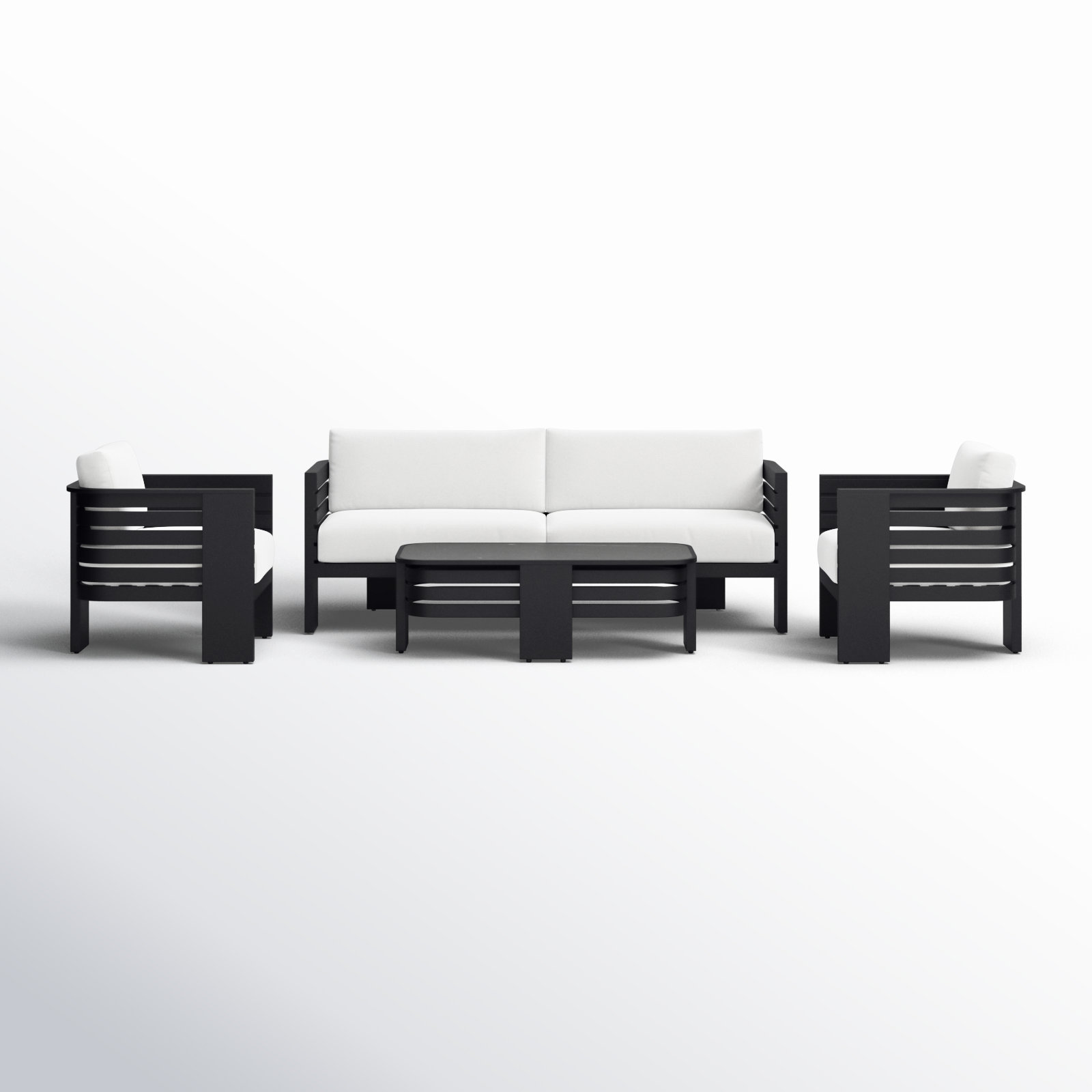 AllModern Ari 4-Piece Outdoor Rounded Aluminum Seating Group & Reviews ...