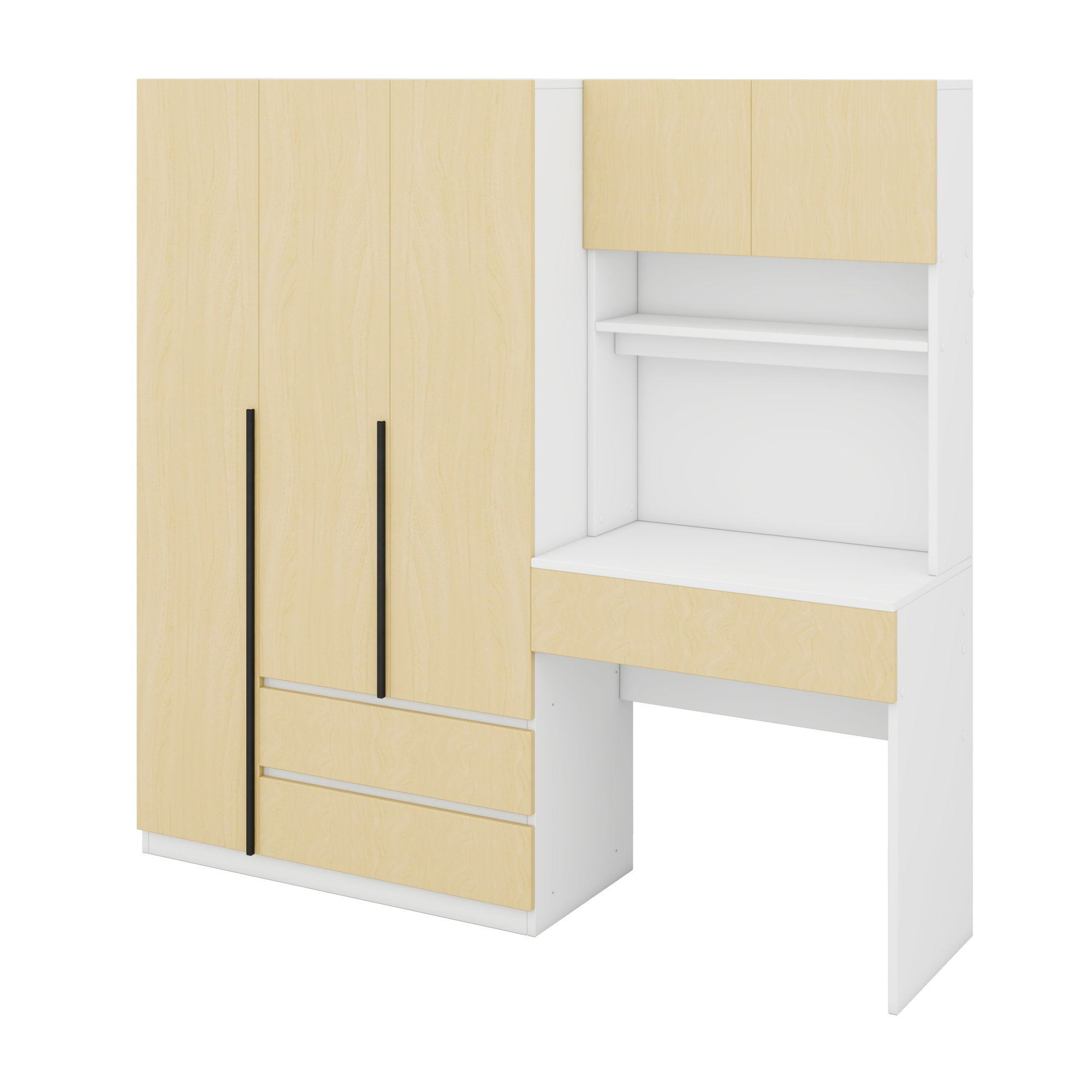 Latitude Run® Wooden Storage Desk Wardrobe For Bedroom With Shelves And ...