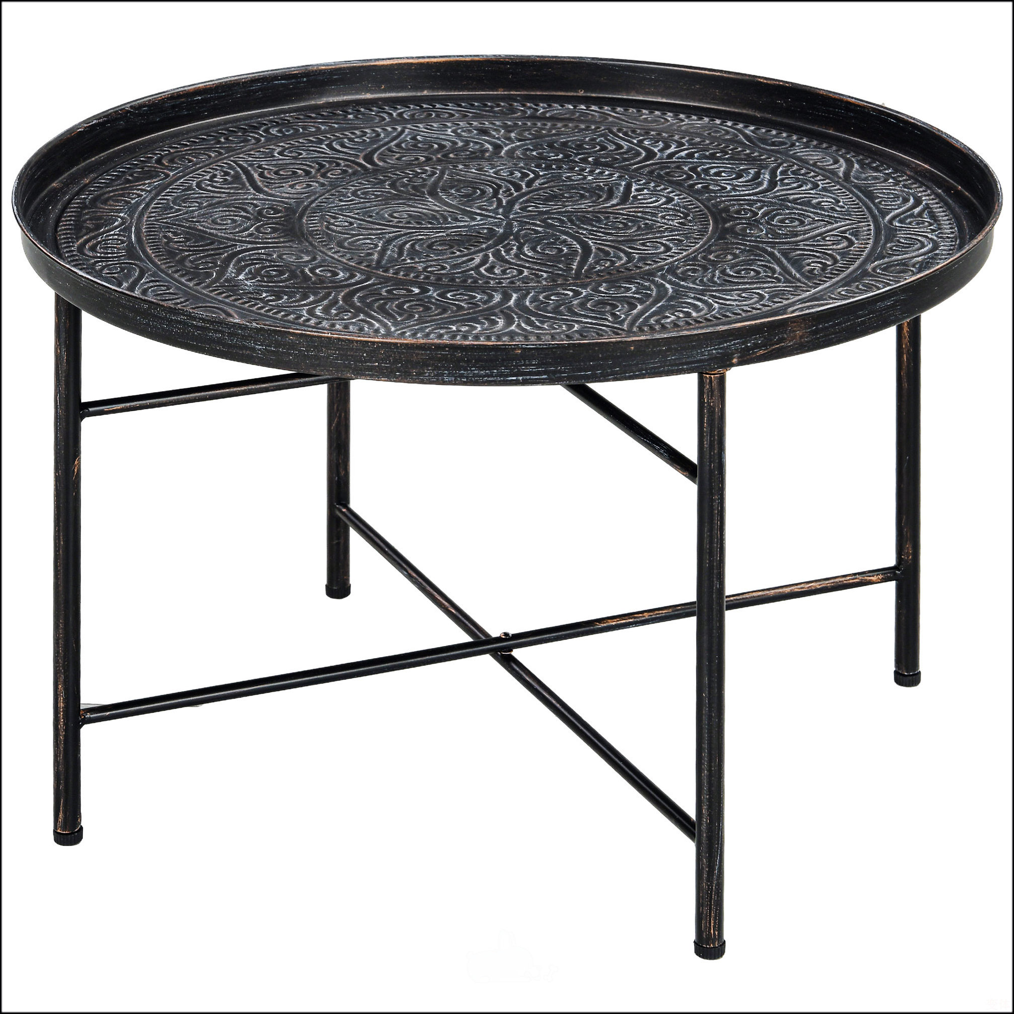 Bungalow Rose 24" Round Coffee Table With Hammered Tray Top | Wayfair