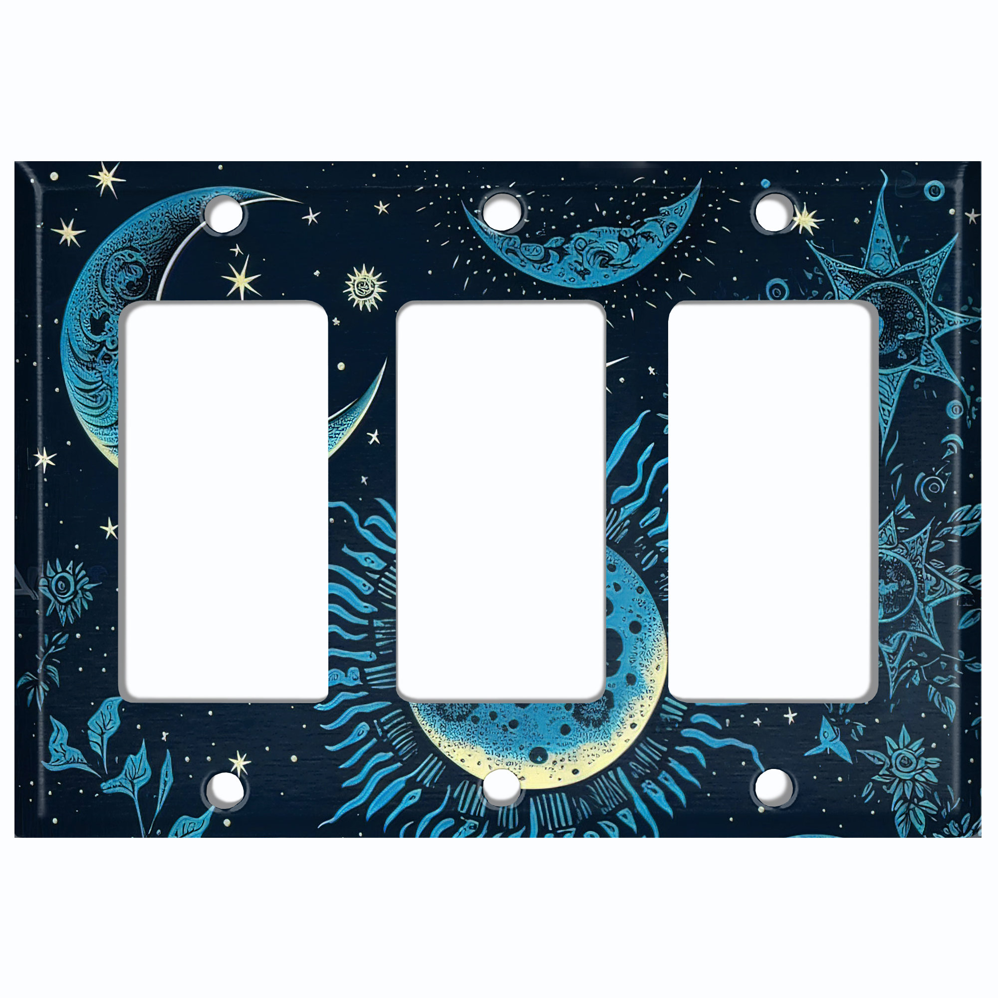 WorldAcc Astronomy Space Sun Star Moon 3-Gang Rocker Wall Plate | Wayfair