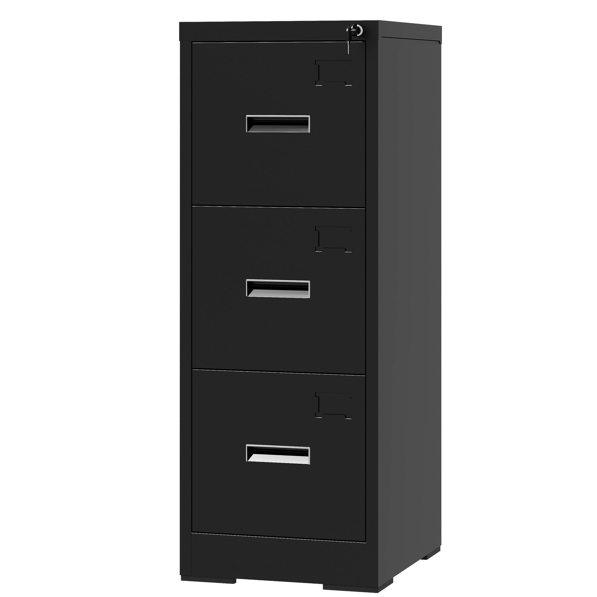 Inbox Zero Black 3 - Drawer Vertical File Cabinet With Lock And Card ...