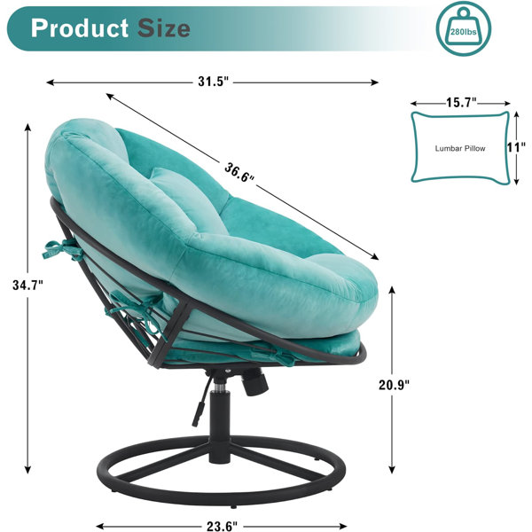 Viv + Rae™ Kimpel Swivel Papasan Chairs, Velvet Armless Chair with ...