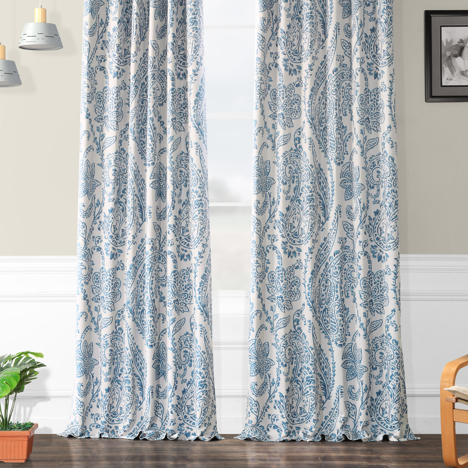 Lark Manor Alexiyana Vintage Paisley Room Darkening Curtains For ...