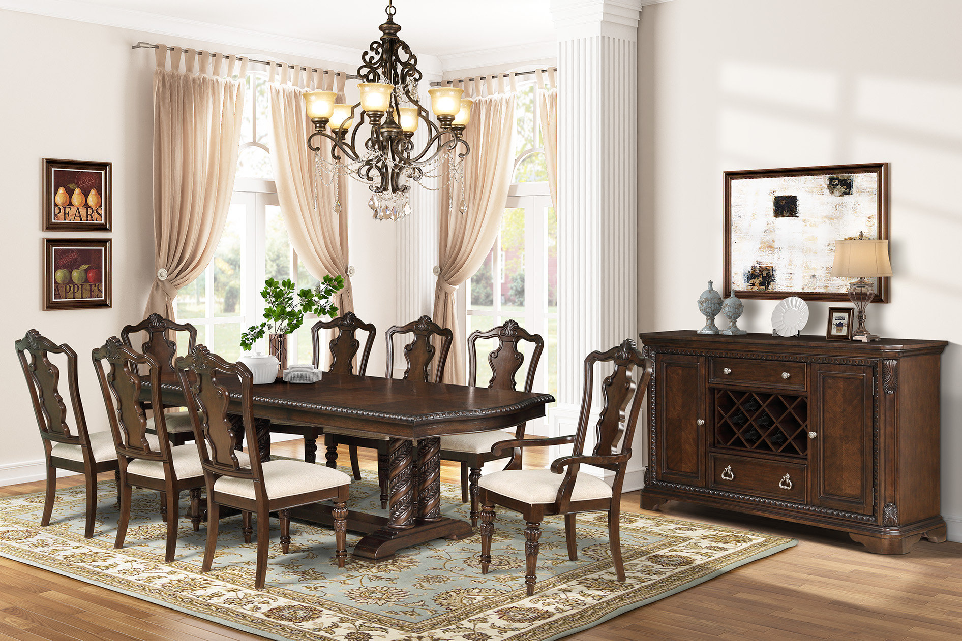 Lark Manor Beaune Poplar Solid Wood Trestle Dining Table | Wayfair