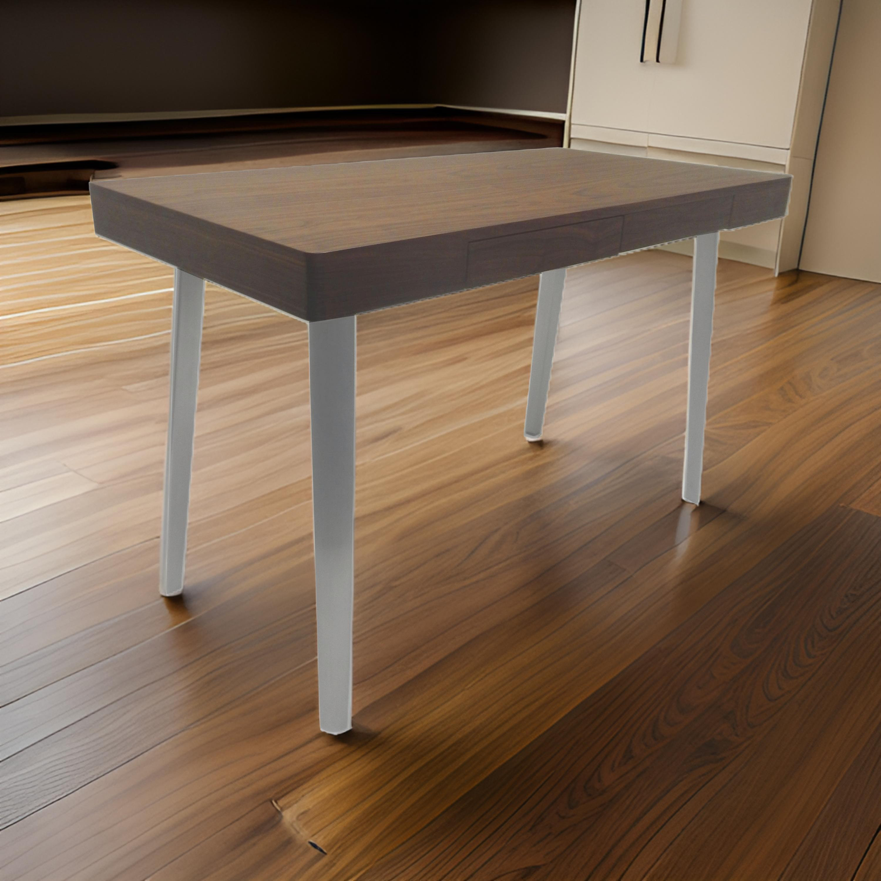 Benjara Hle 47 Inch Desk, Walnut Brown Wood Top, 2 Drawers, High ...