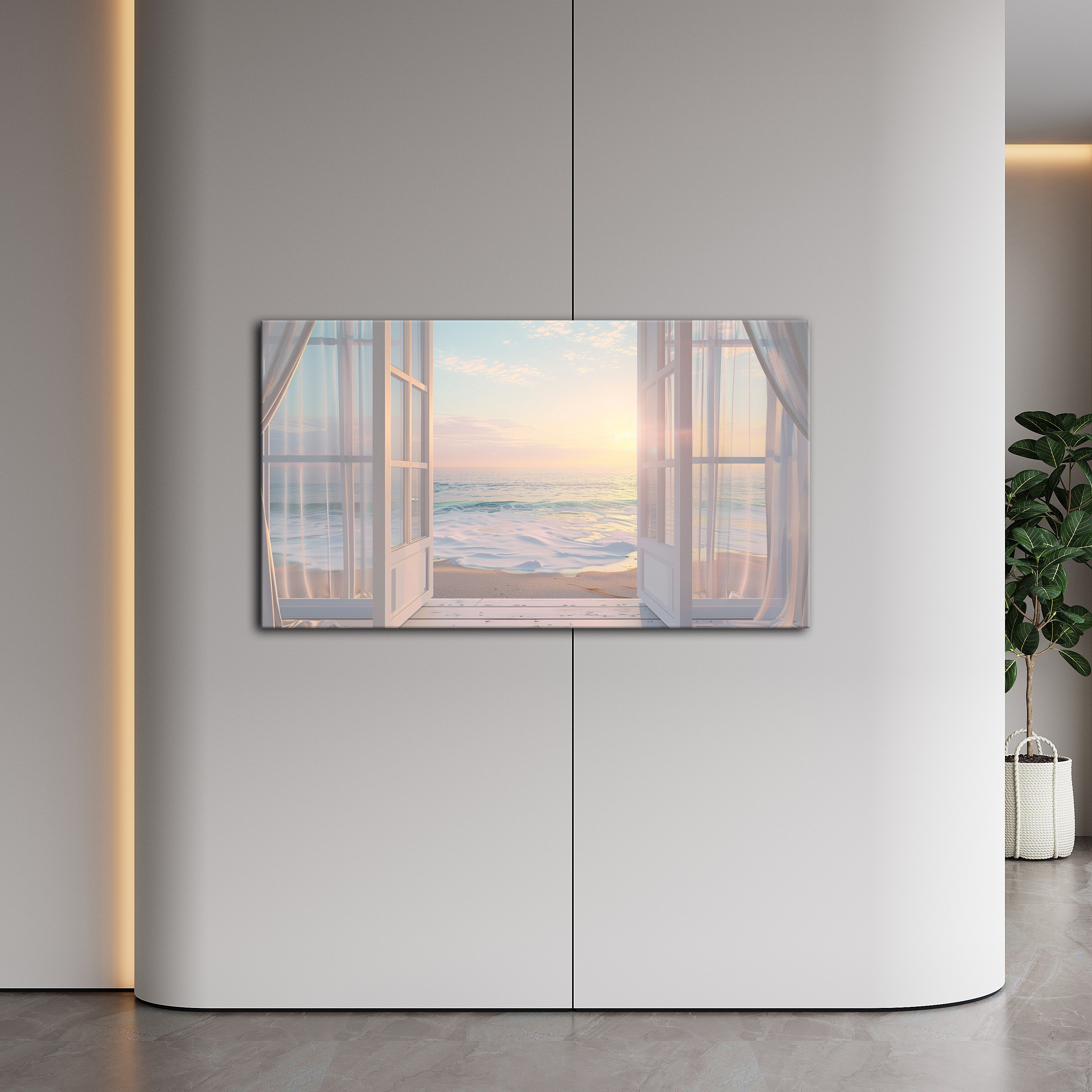 Highland Dunes Ocean View Window: Seaside Window at Sunrise by Genie's ...