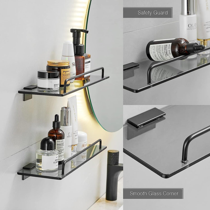 Rebrilliant Thurmont 2 Piece Glass Floating Shelf | Wayfair