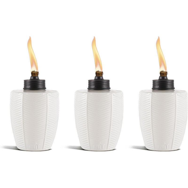 JASODI 3-Pack Table Torch Glass Herringbone Ivory - Decorative Table ...