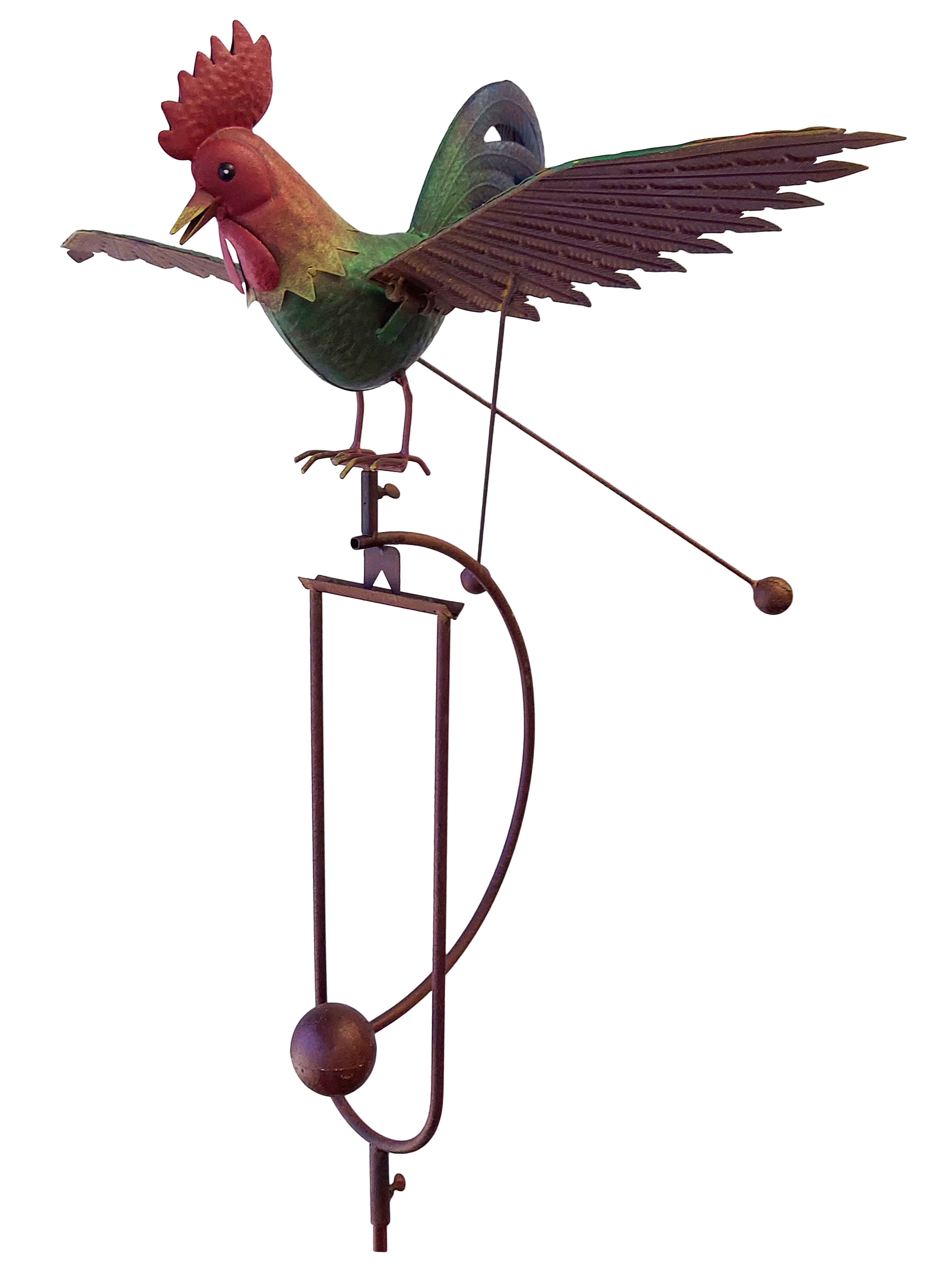 August Grove Baryn Metal Rustic Rooster Balancing Garden Stake ...