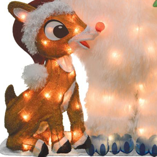 ProductWorks 32" Rudolph & Bumble Pre-Lit Christmas Yard Ornament ...